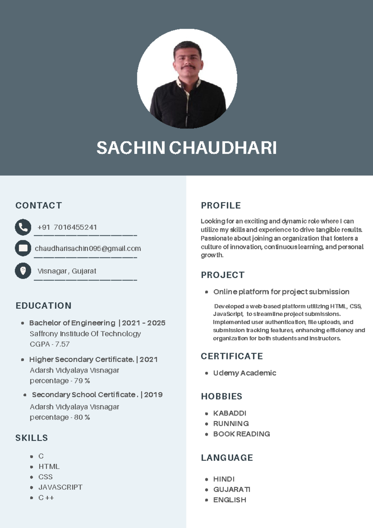 Blue Grey Minimalist Digital marketer Resume Template - EDUCATION ...