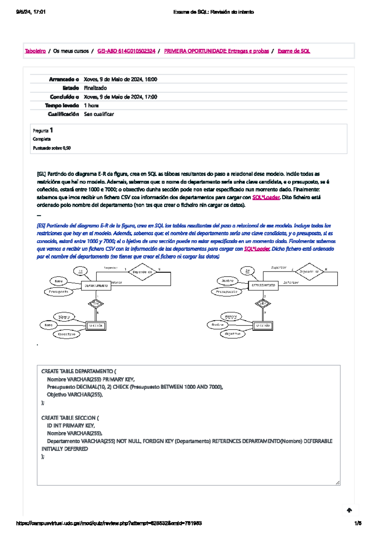 Examen sql 2023/2024 - Administración de Bases de Datos - Studocu
