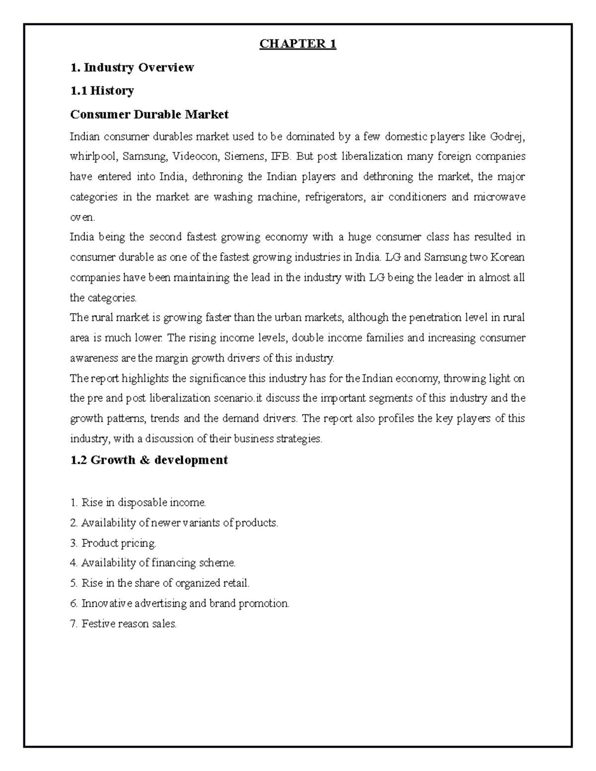 Chapter 1 - Summary Financial management - CHAPTER 1 1. Industry Overview 1 History Consumer ...