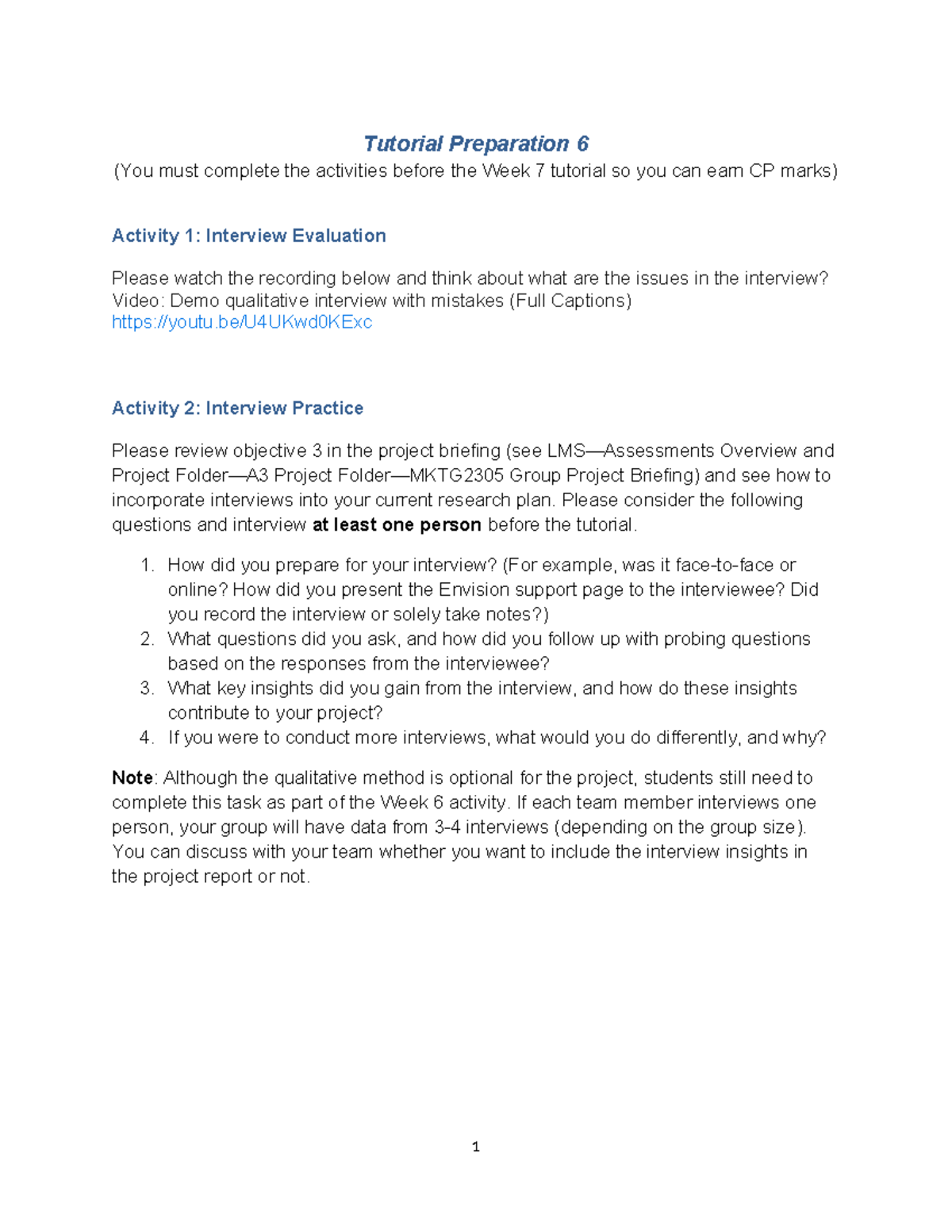 Week 6 Activity - Tutorial Work - Tutorial Preparation 6 (You must ...