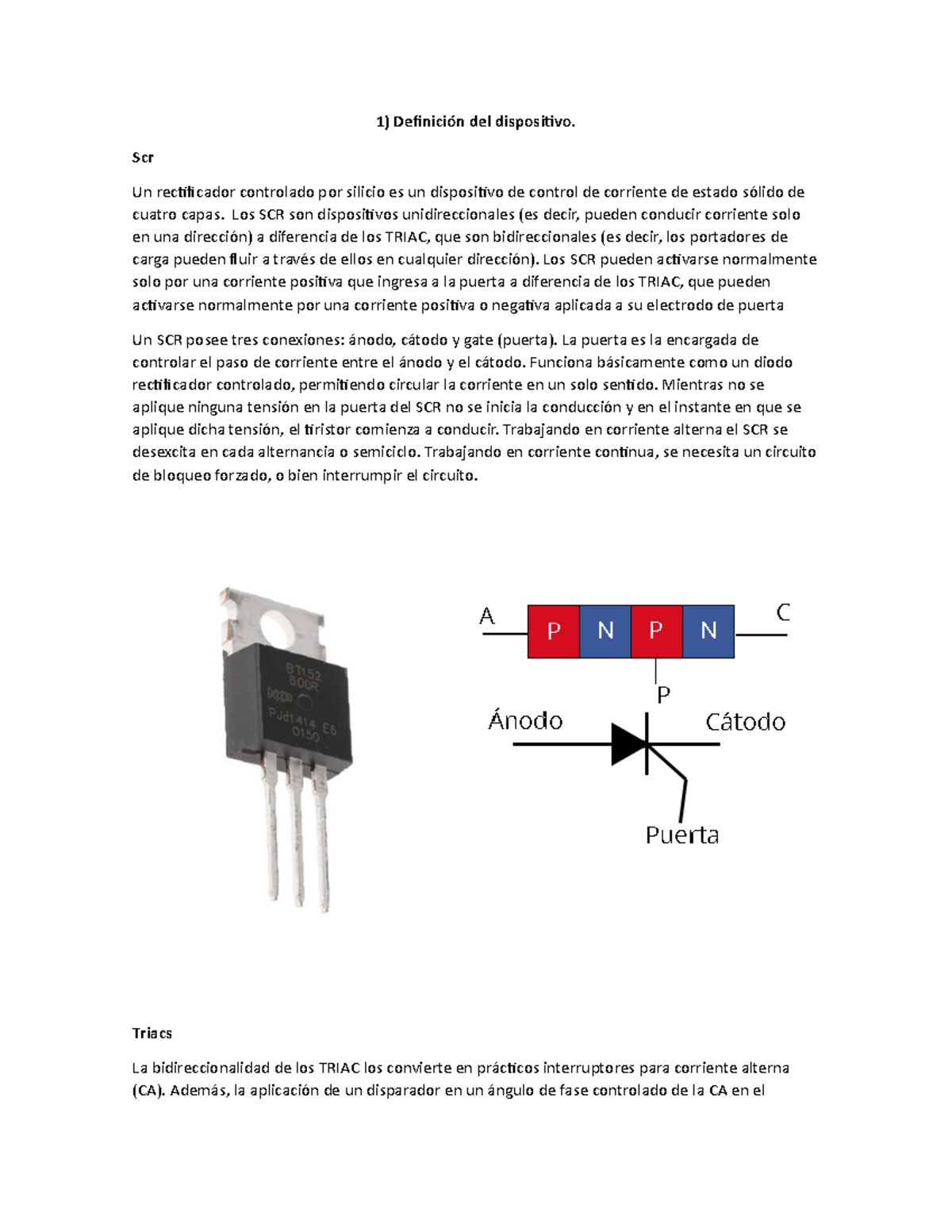 Scr y triacs investigacion para la gente xd - 1) Definición del ...