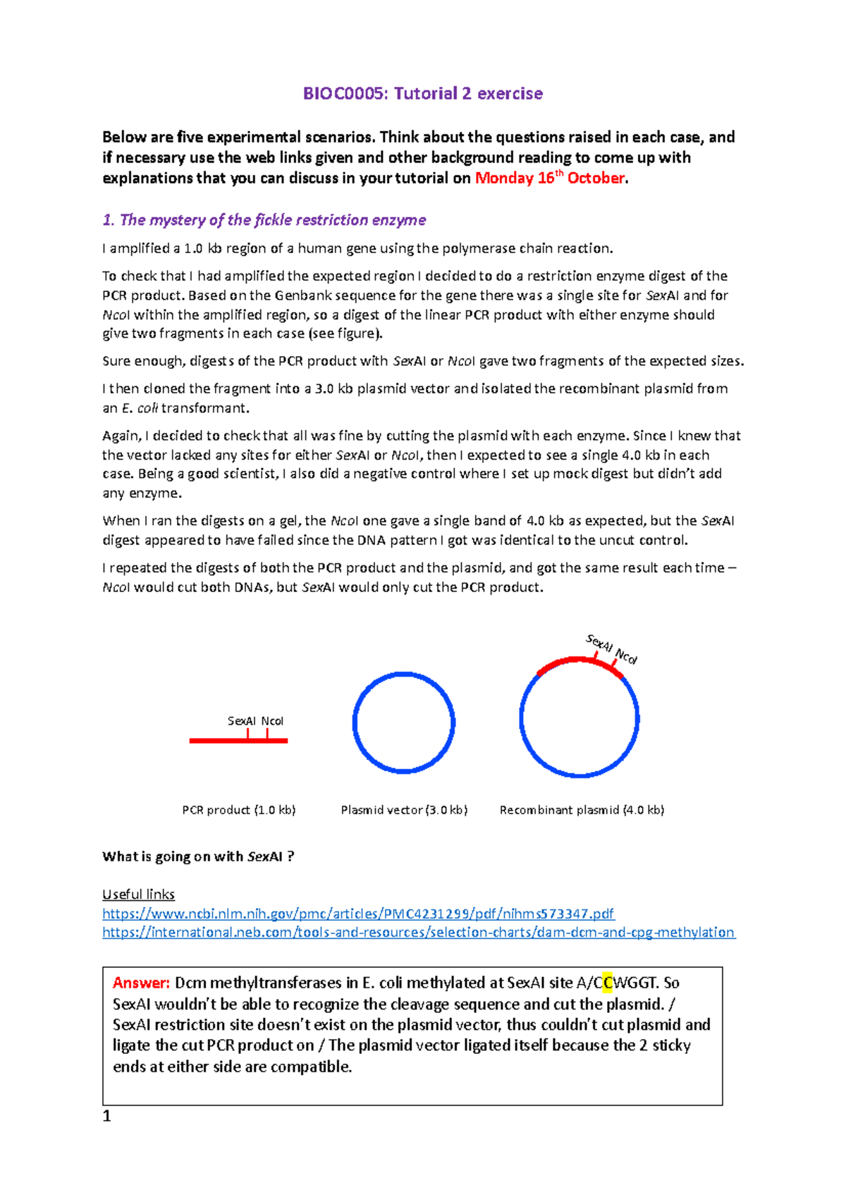 BIOC0005 Tutorial 2 exercise - BIOC0005: Tutorial 2 exercise Below are ...