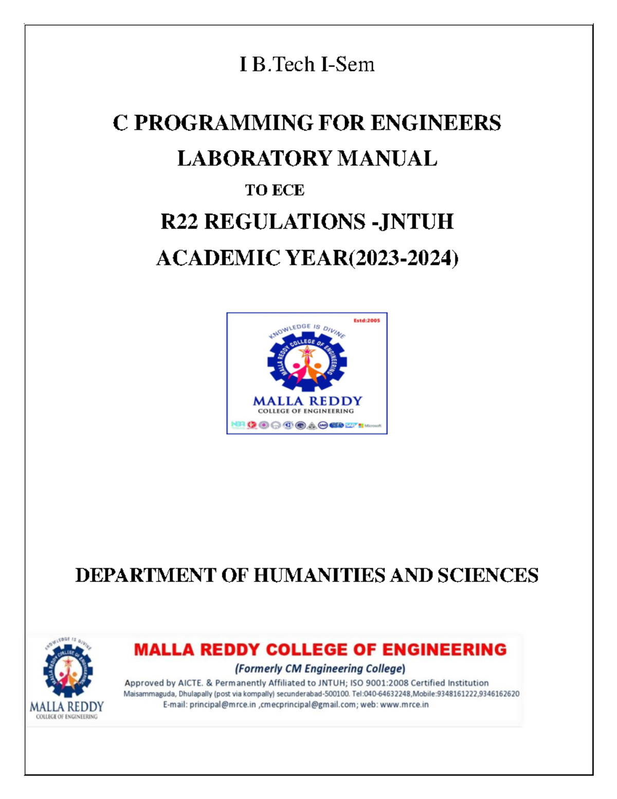 New manual cpe for ece with viva questio & answers Updated ON 7 - I B I-Sem C PROGRAMMING FOR ...