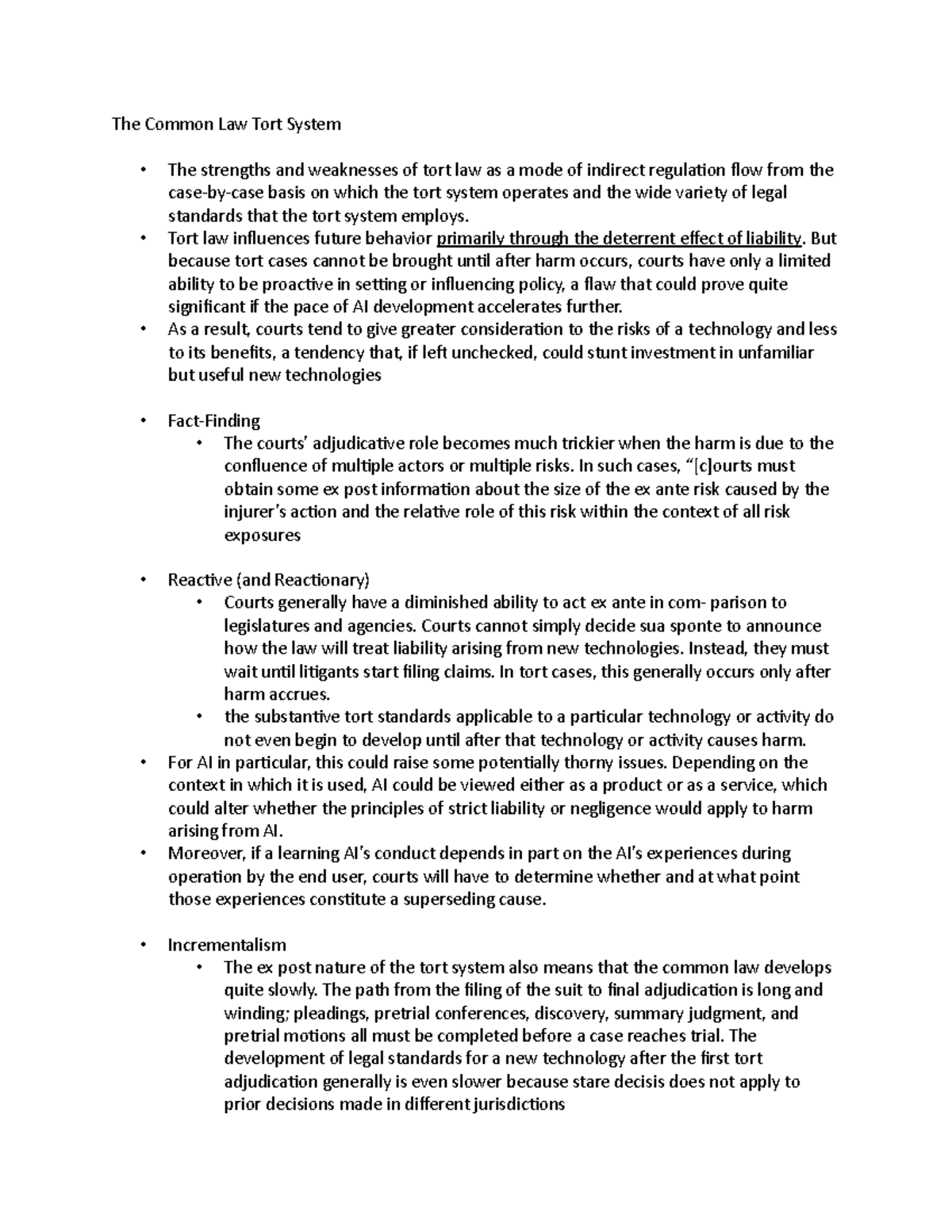 FIN 639 The Common Law Tort System - The Common Law Tort System The ...