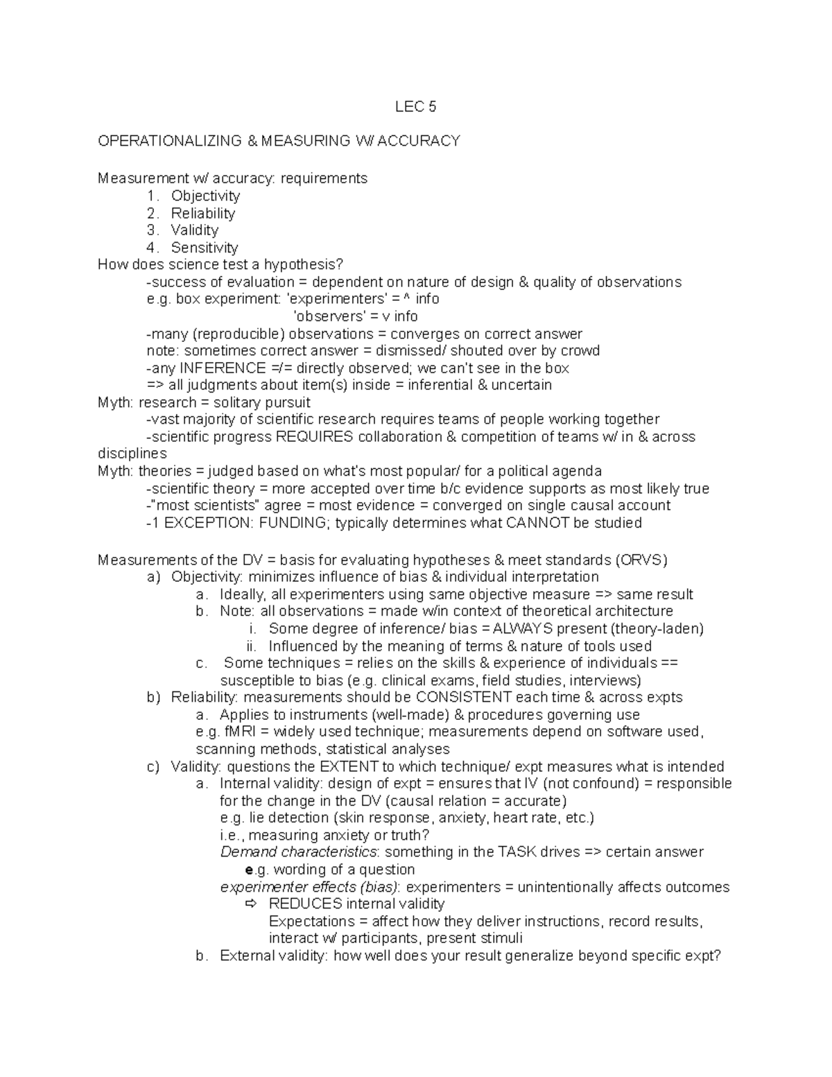 LEC 5 - Lecture notes 5 - LEC 5 OPERATIONALIZING & MEASURING W ...