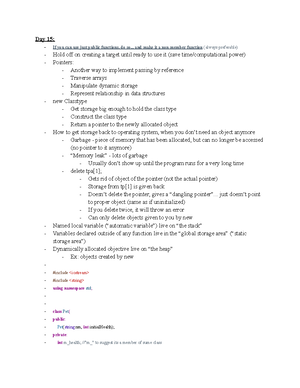 CS 31 Lecture Notes - Day 2 - Day 2: - Memory: - Pictures (sample by ...