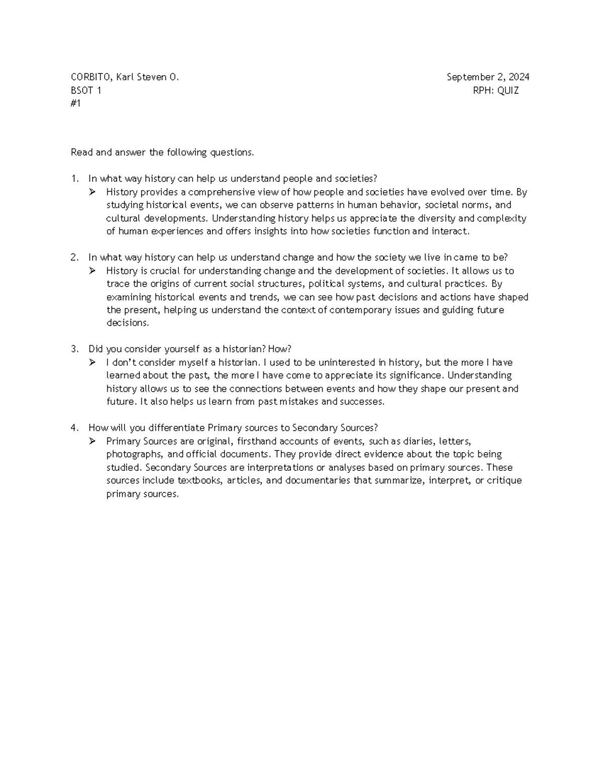 Att - 🫶🏻🫶🏻🫶🏻 - CORBITO, Karl Steven O. September 2, 2024 BSOT 1 RPH ...