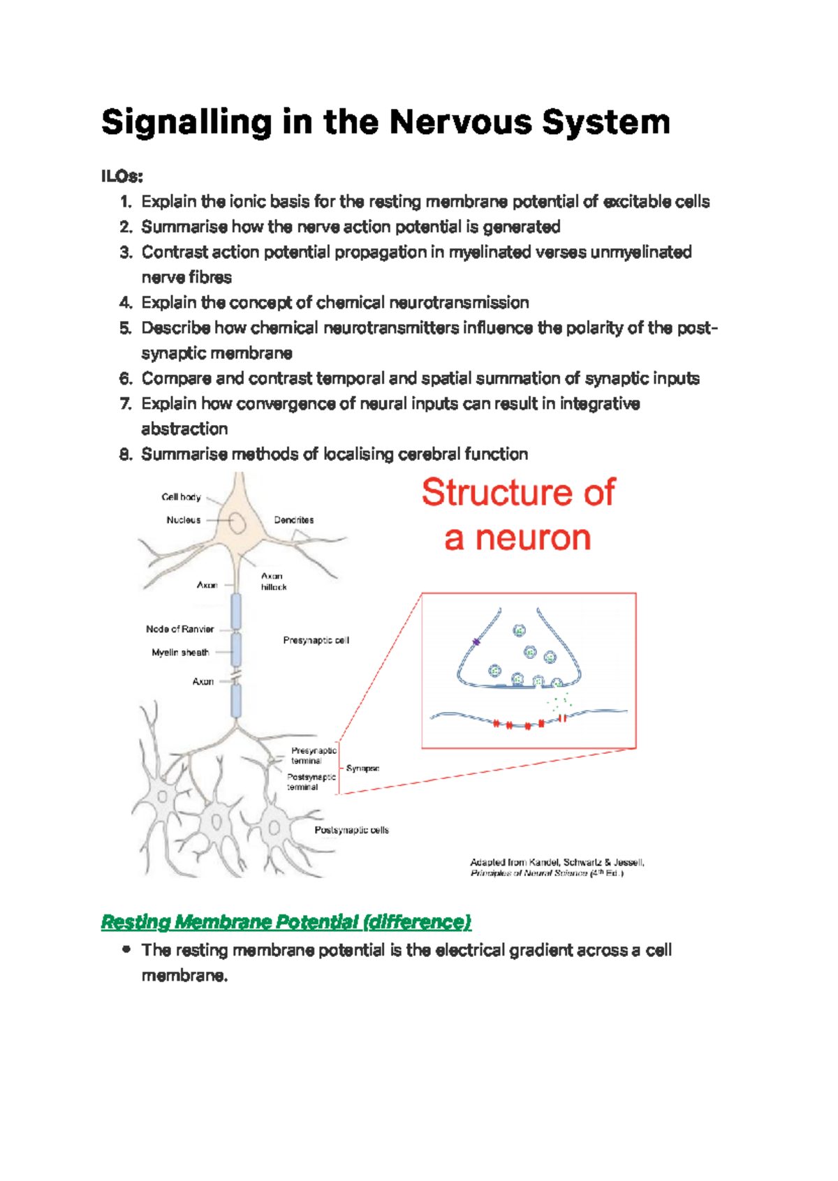 Signalling in the Nervous System - S i g n a l l i n g i n t h e N e r ...