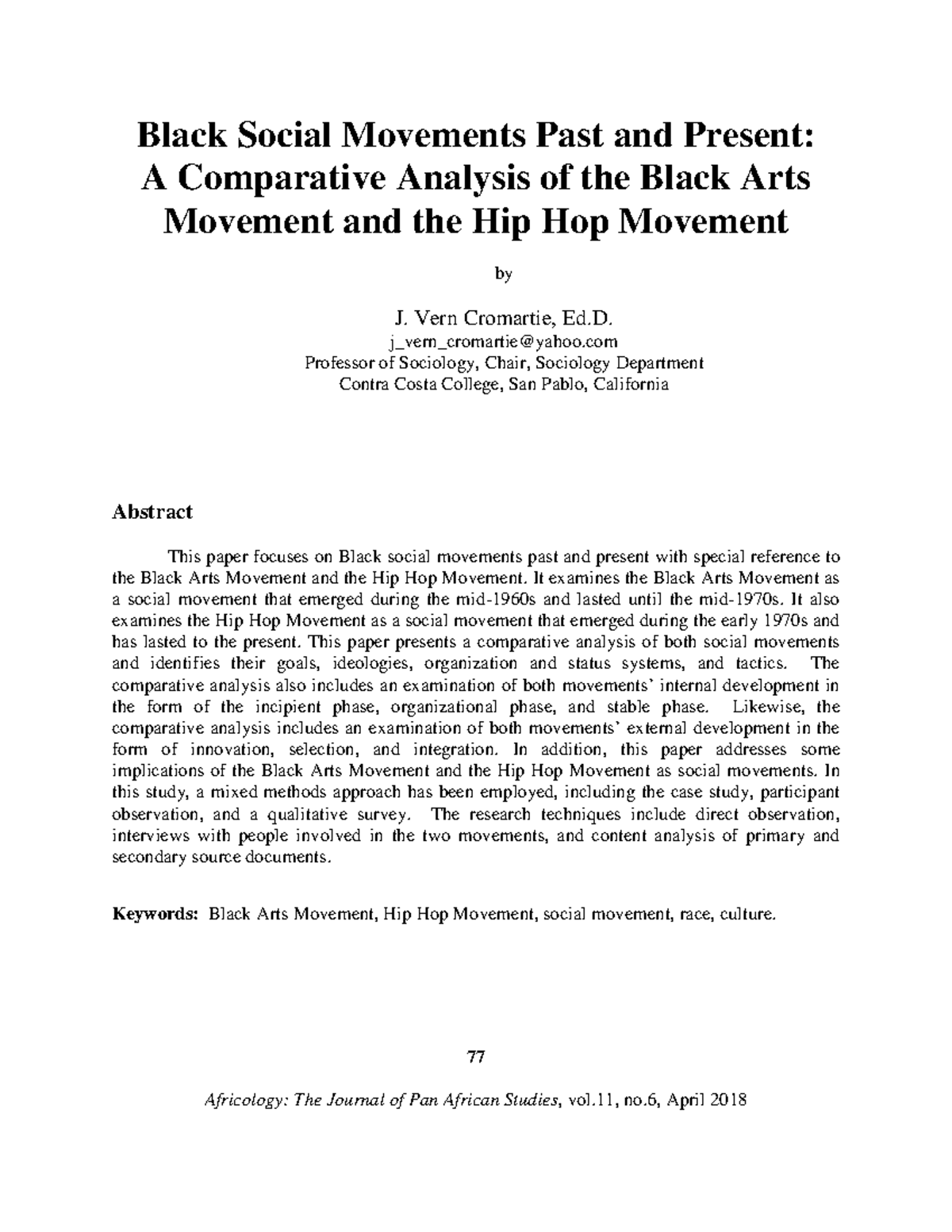 Black Social Movements Past and Present- A Comparative Analysis of the ...
