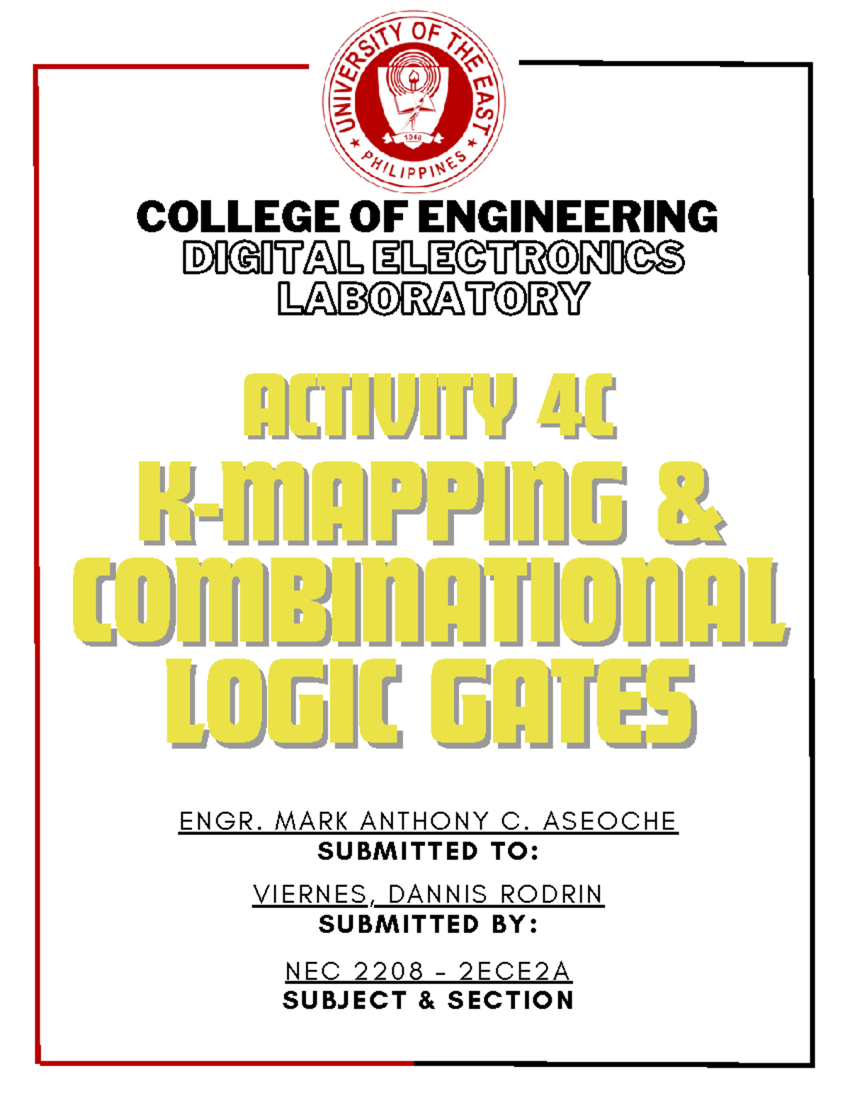 ACTIVITY_LABEXPERIMENT4 - DIGITAL ELECTRONICS LABORATORY K-MAPPING & K ...