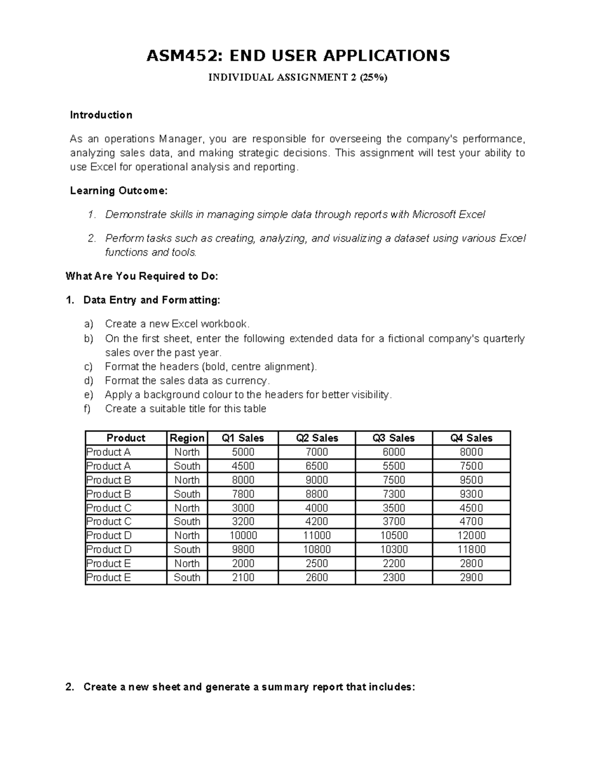 Assignment 2 - btm452 - ASM452: END USER APPLICATIONS INDIVIDUAL ...