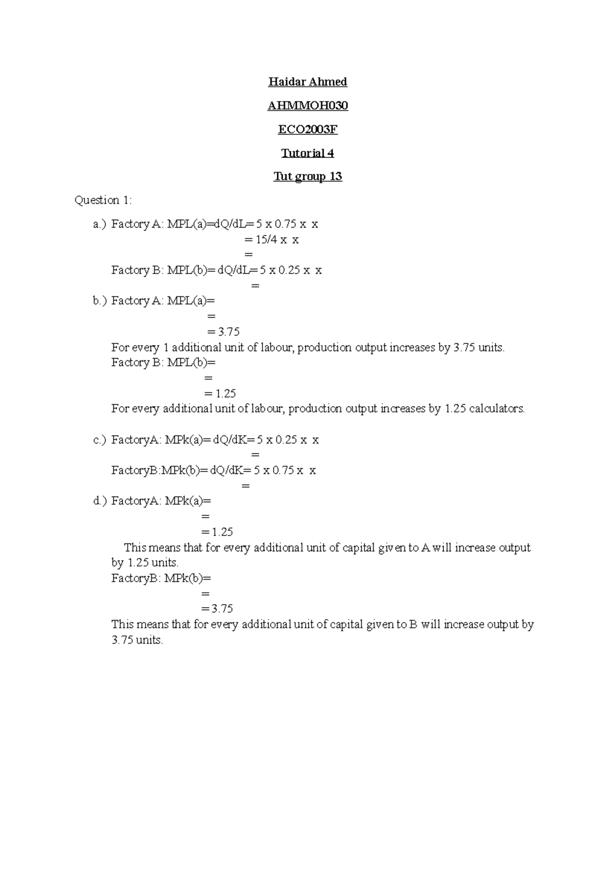 2003 sub 5 - Tutorial work 2023 - Haidar Ahmed AHMMOH ECO2003F Tutorial ...
