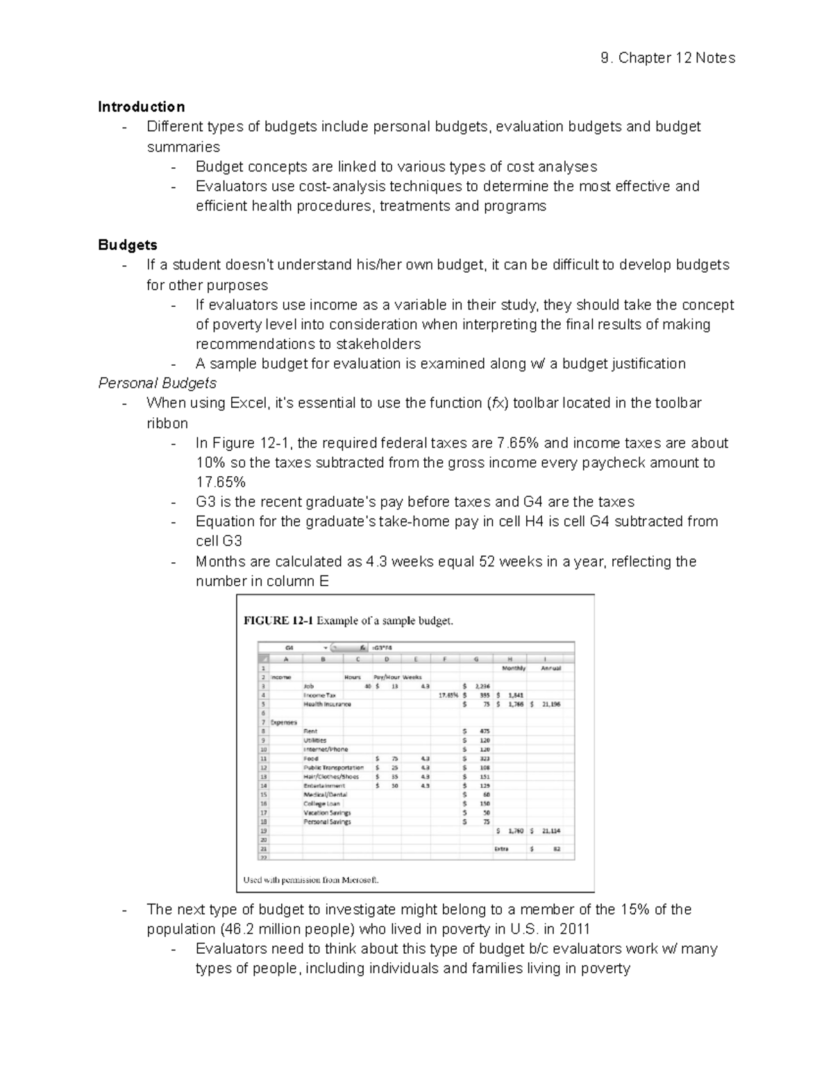 9. Chapter 12 Notes - Introduction - Different types of budgets include ...