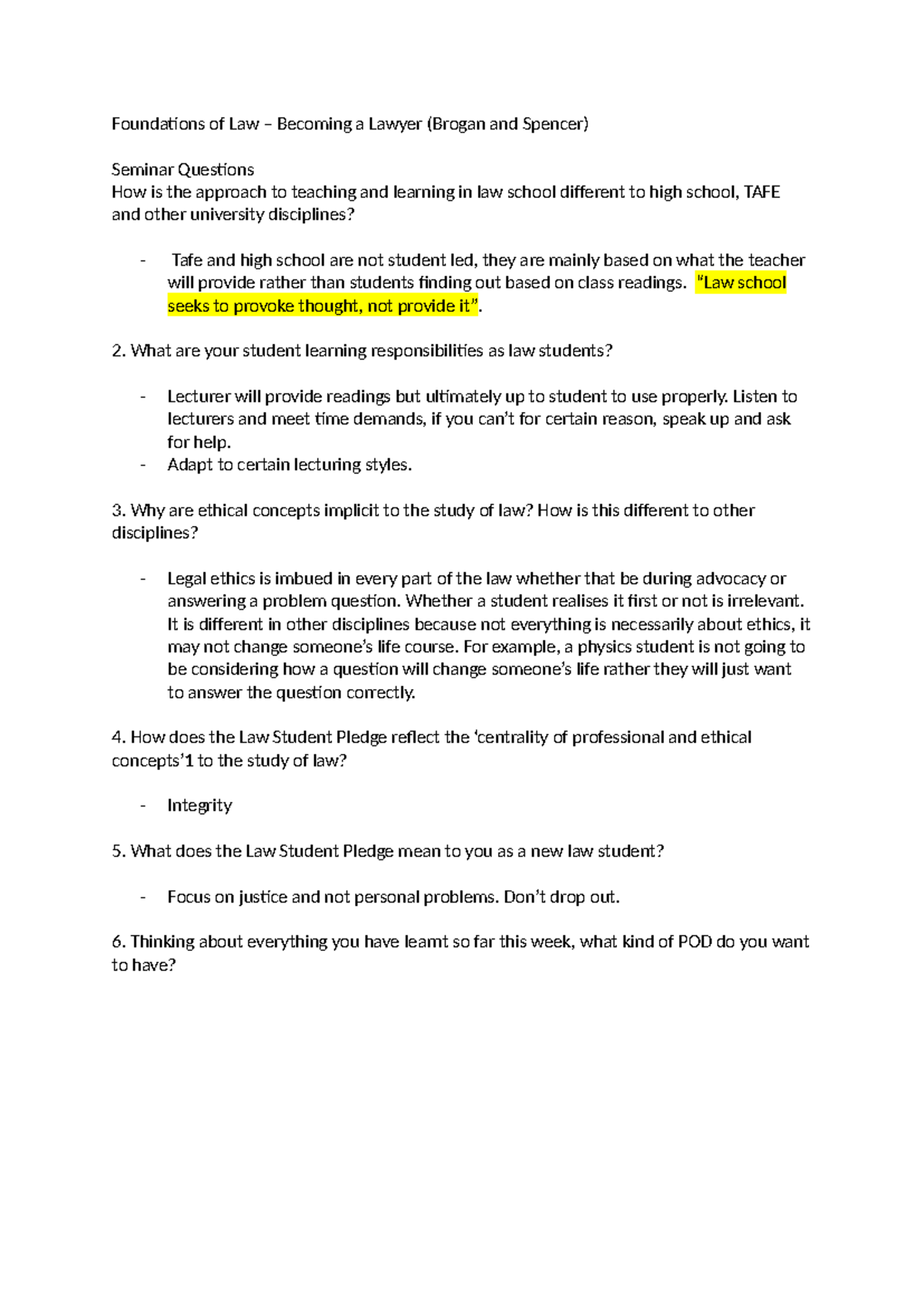 Foundations of Law - Lecture notes - Foundations of Law – Becoming a ...