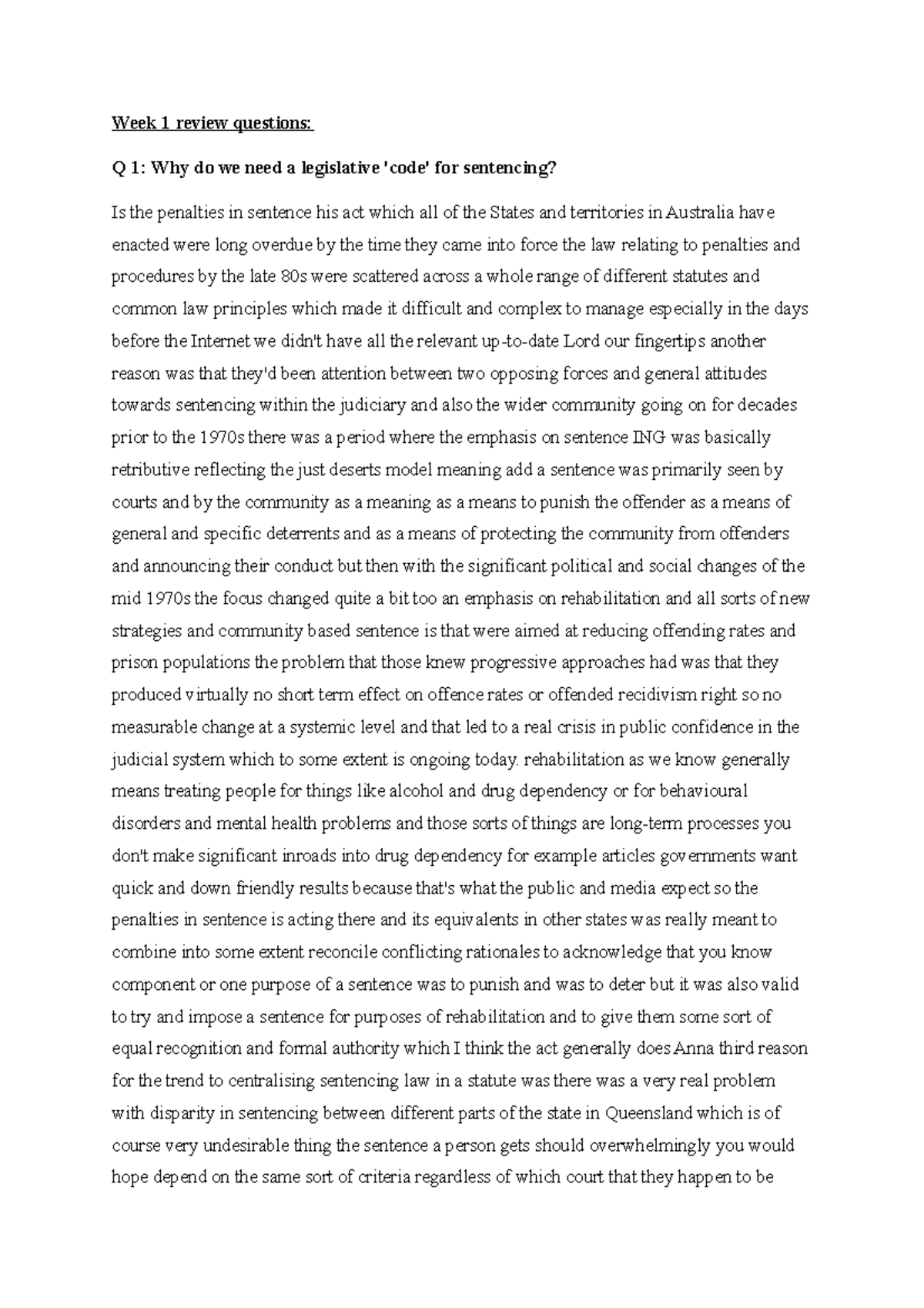 Weekly review tutorial questions answered - Week 1 review questions: Q ...