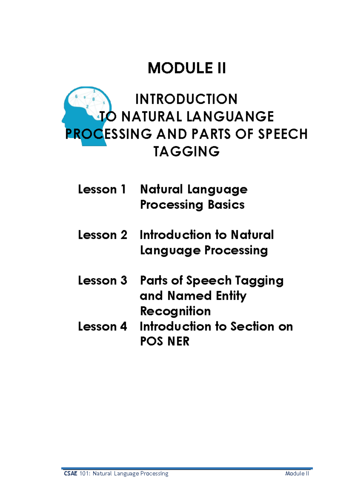 Module II lesson 1 natural language processing basics - CSAE 101: Natural Language Processing ...