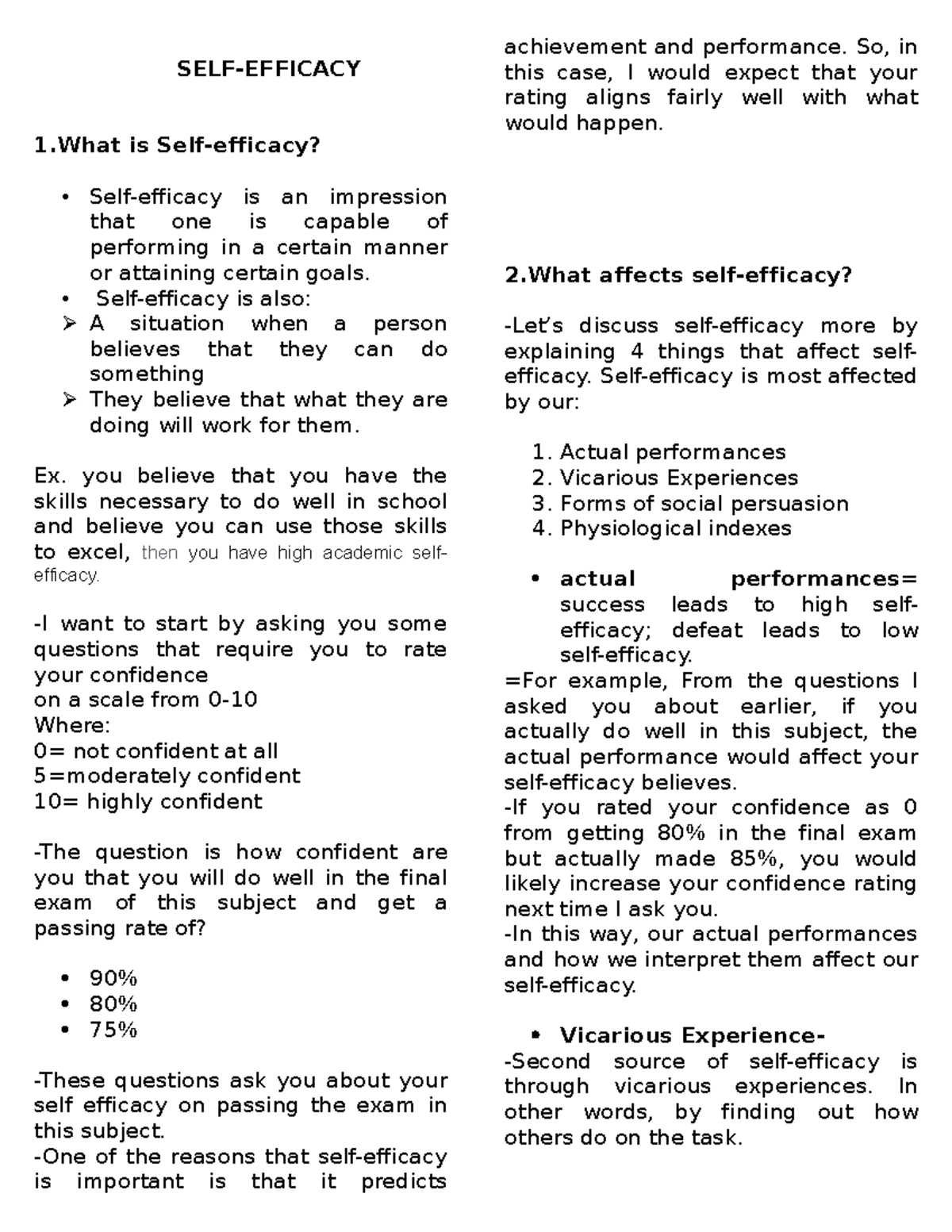 SELF Efficacy - SELF-EFFICACY 1 is Self-efficacy? • Self-efficacy is an ...