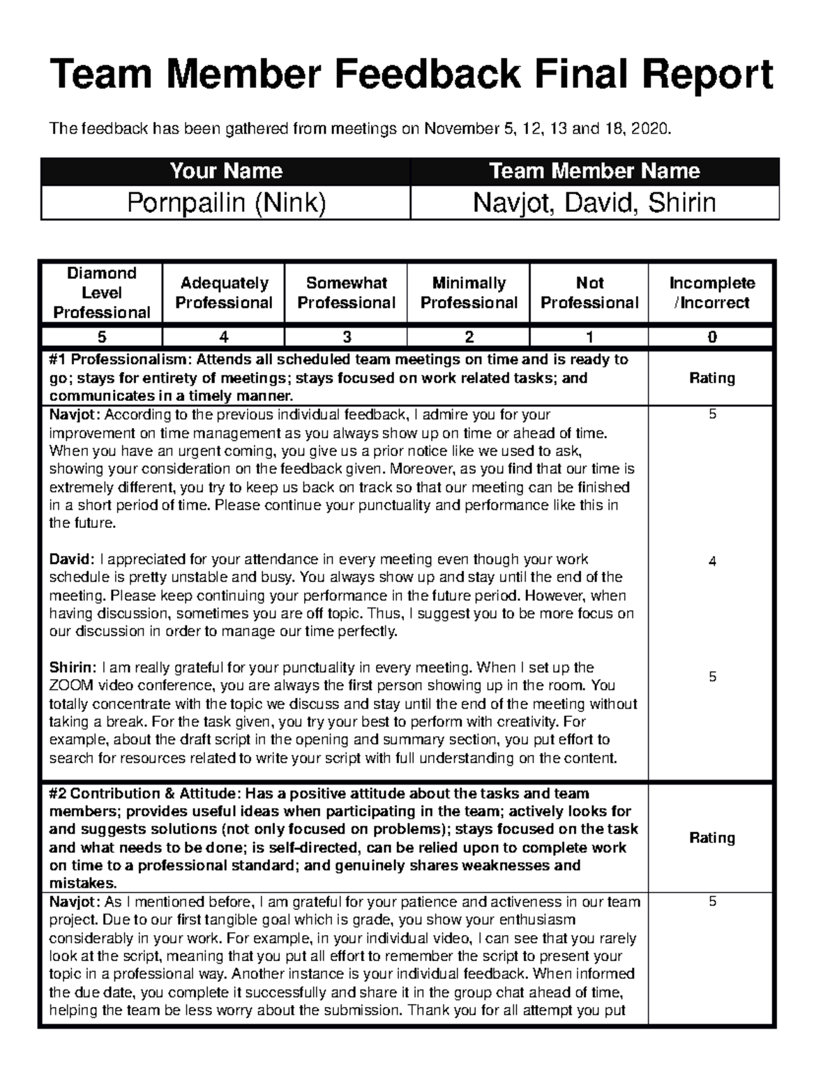 2b Individual Feedback Final Report - Team Member Feedback Final Report ...