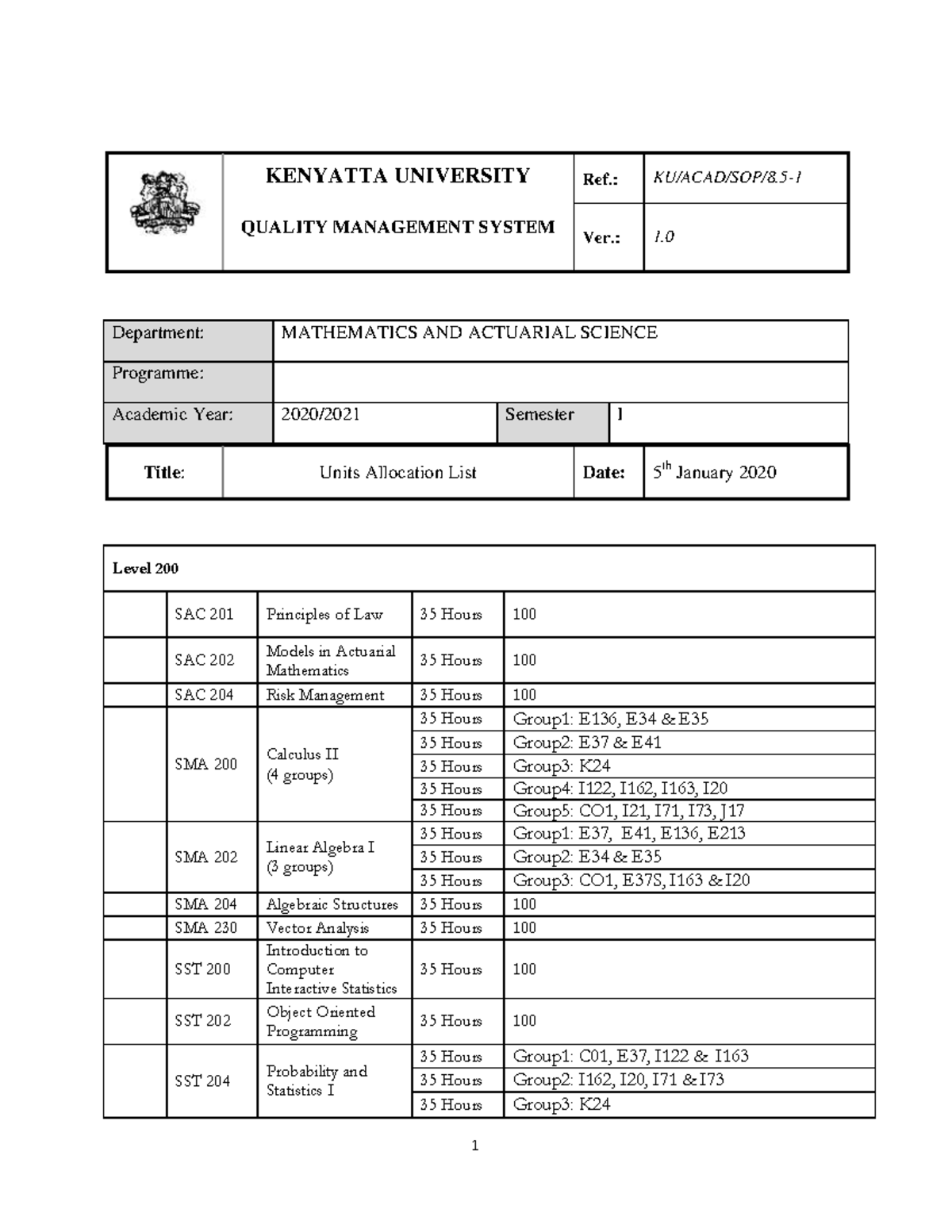 education is key to excellence - 1 KENYATTA UNIVERSITY QUALITY ...