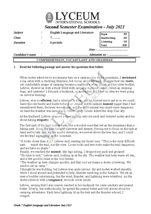 AQA Language Paper 1 Question 5 Mark Sheet - AQA English Language Paper ...