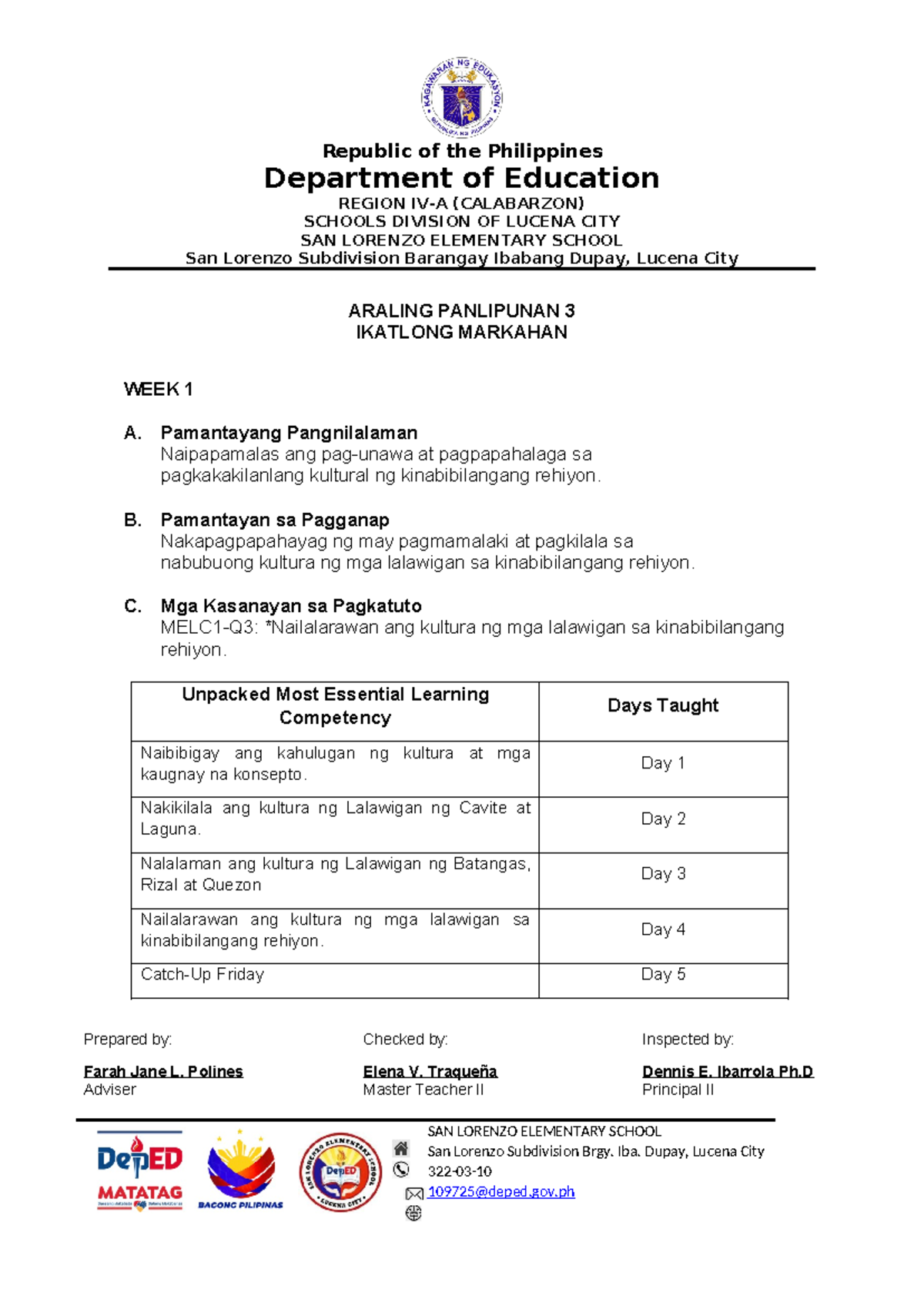 Unpack-Competency - Unpacking - Republic of the Philippines Department ...