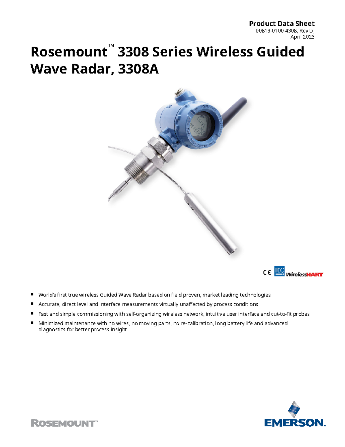 Rosemount 3308 Wireless Guided Wave Radar - Product Data Sheet 00813 ...