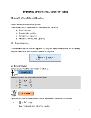 Note 6 ODE Construct Differentiate Equation - ORDINARY DIFFERENTIAL ...