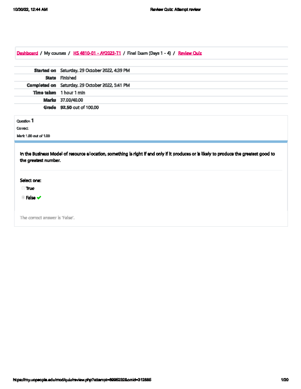 Review quiz hs 4810 1 - quiz - CPH 4810 - Studocu