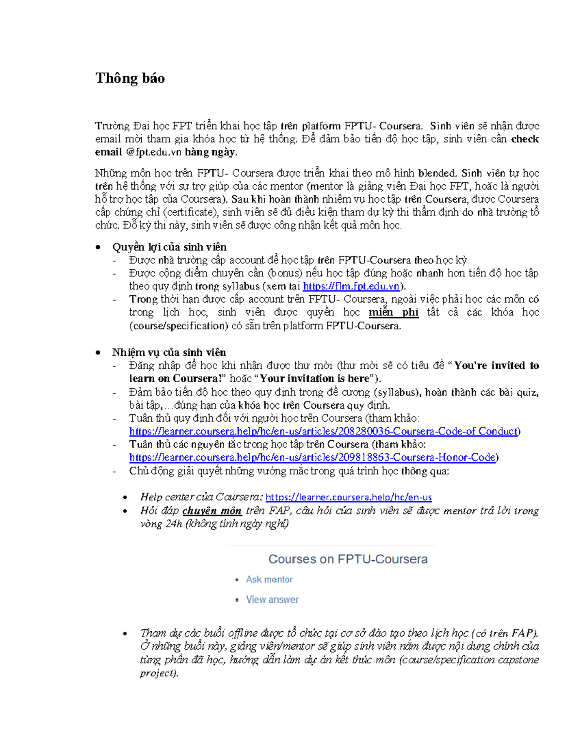 FPTU-Coursera - Hjvc - Thông báo Trường Đại học FPT triển khai học tập ...
