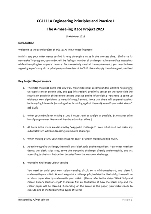 CG1111A Week 5 Studio 2 Handout - CG1111A Engineering Principles and Practice I Designing a ...