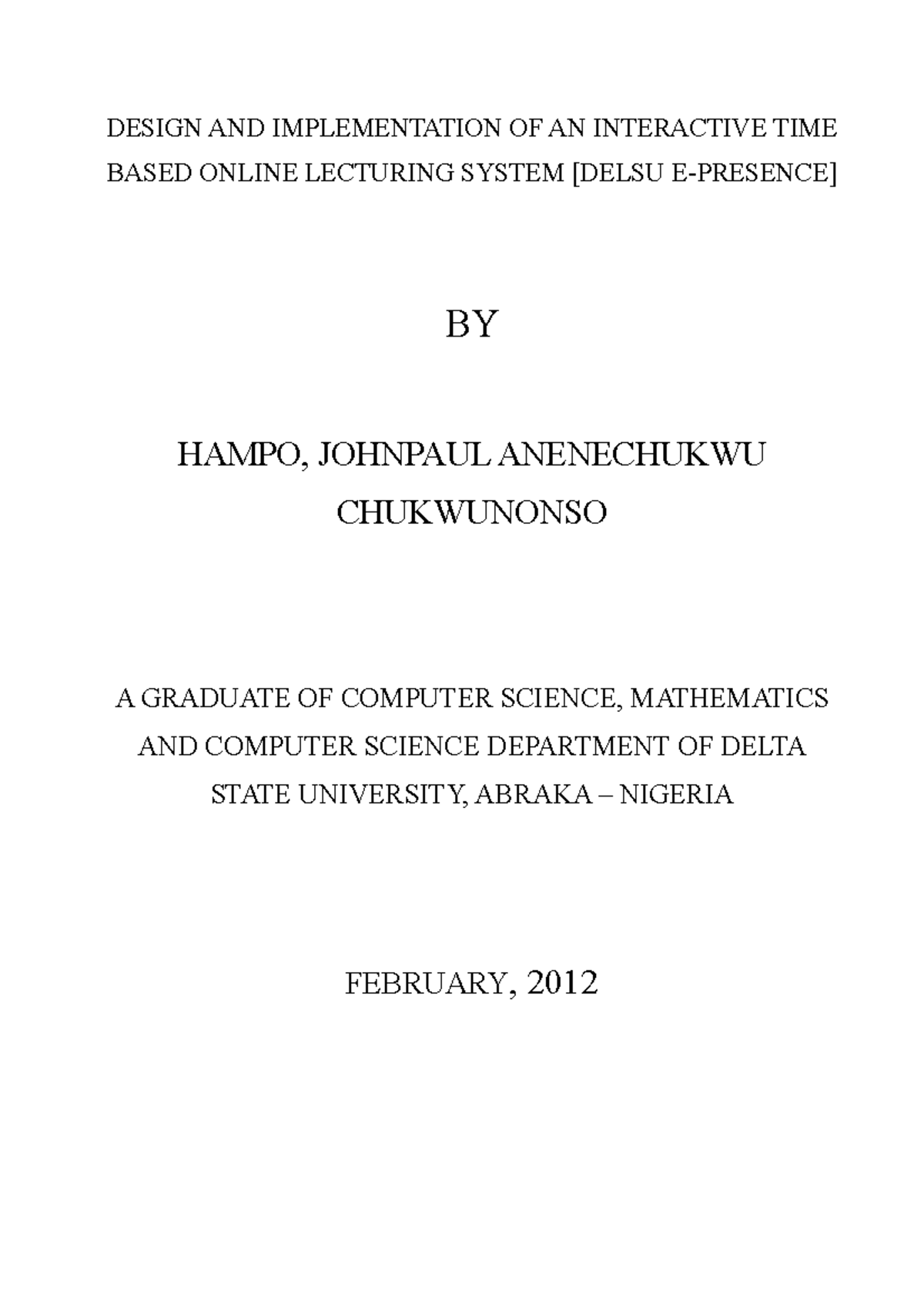 Design AND Implementation OF AN Interact - Computer Introduction ...