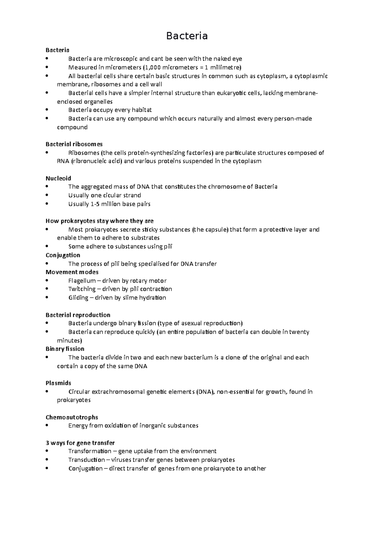 Bacteria - Lecture notes 7-8 - Bacteria Bacteria Bacteria are ...