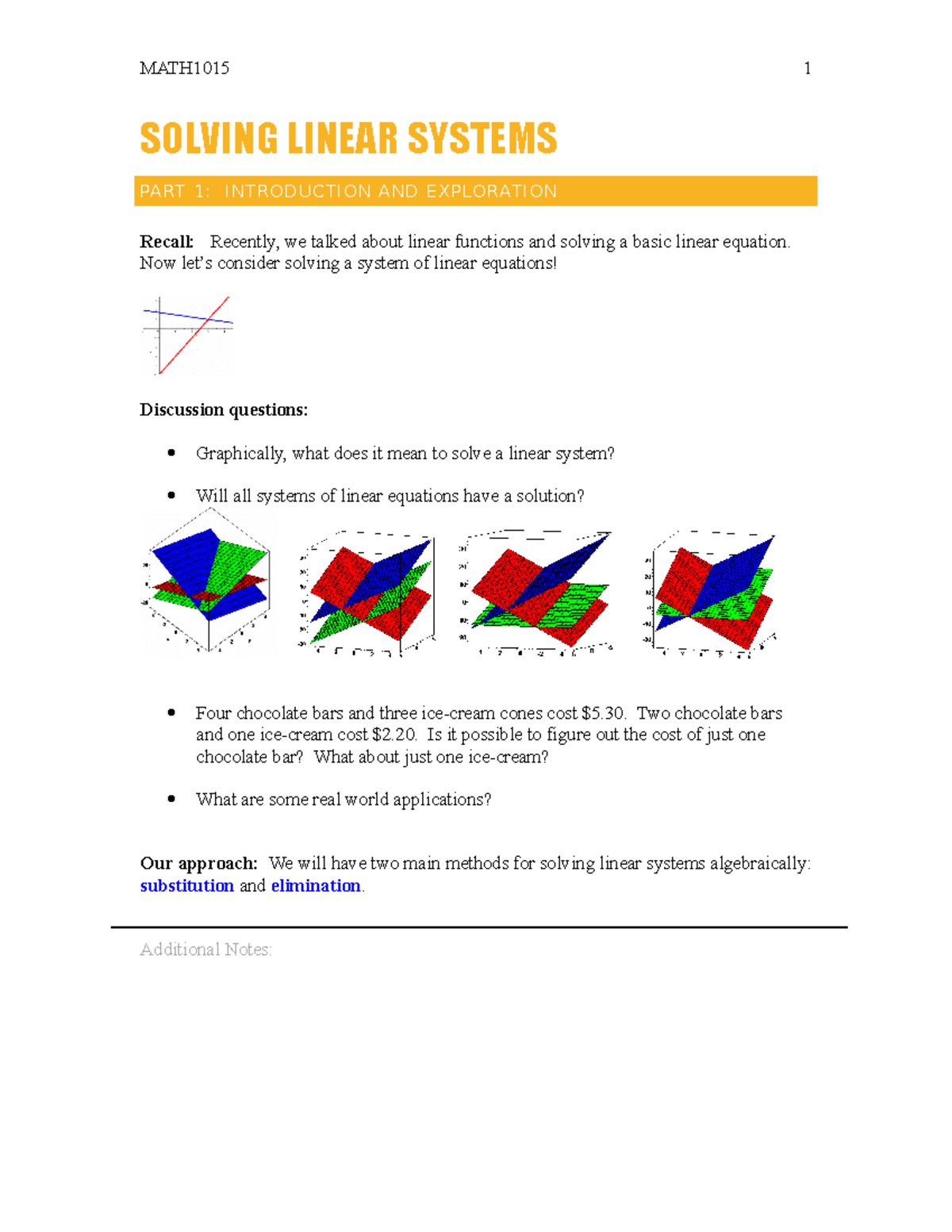 LEC 6 Linear Systems - Ilona Klutskin - MATH SOLVING LINEAR SYSTEMS PART 1: INTRODUCTION AND ...