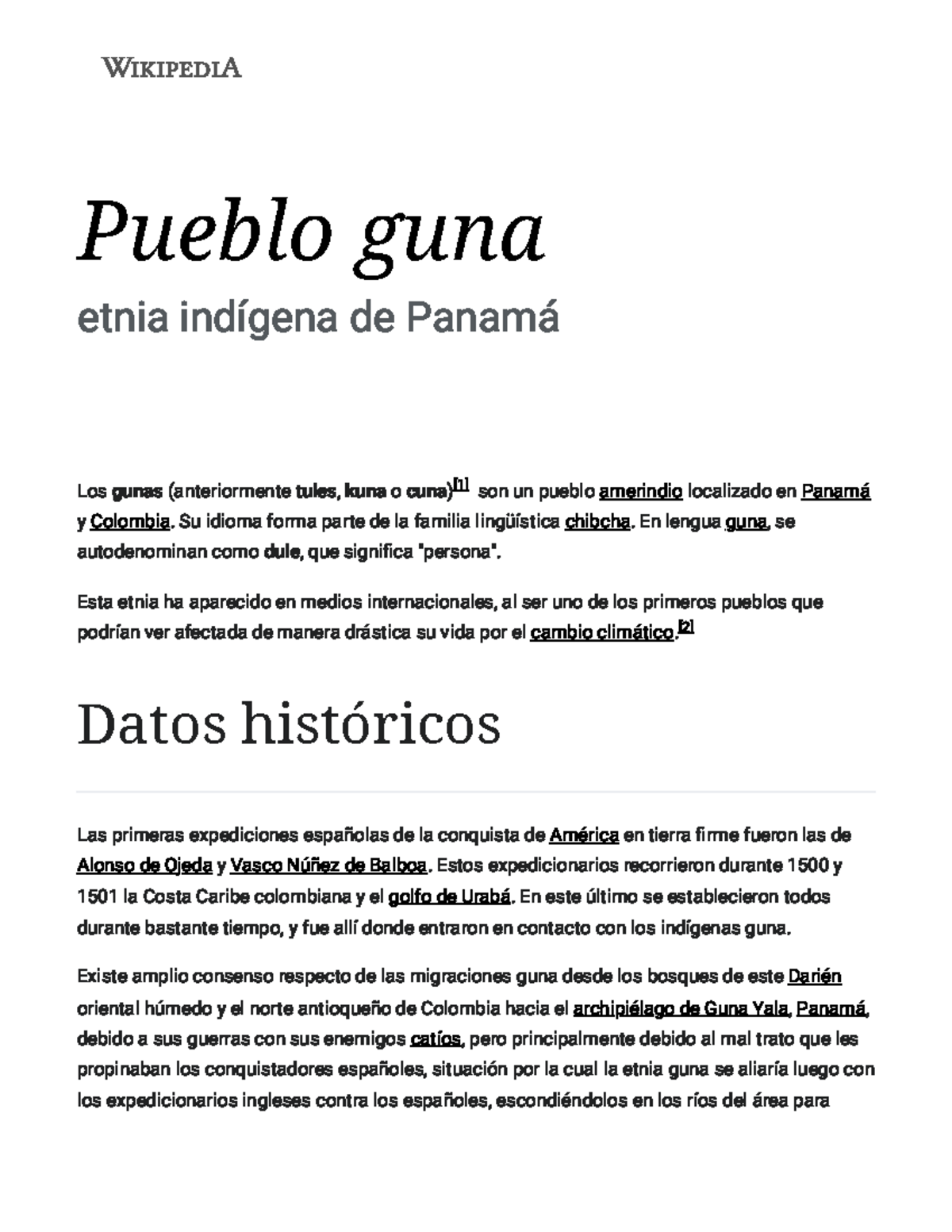 Pueblo guna - Wikipedia, la enciclopedia libre - Pueblo guna etnia ...