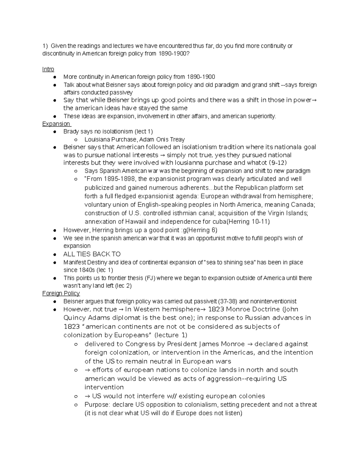 Paper 1 Outline - Essay Question: Given the readings and lectures we ...