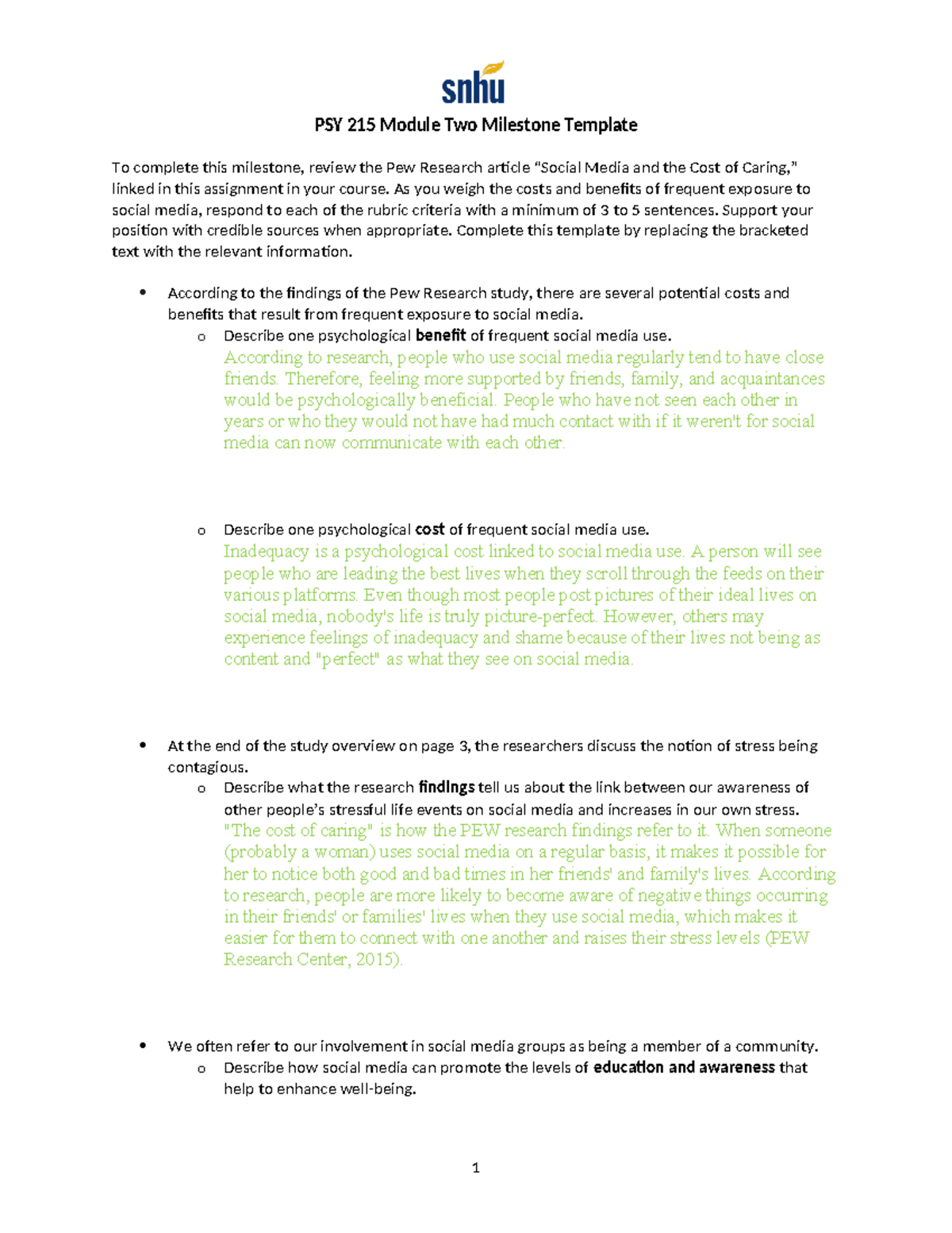 PSY 215 Module Two Milestone - As you weigh the costs and benefits of ...