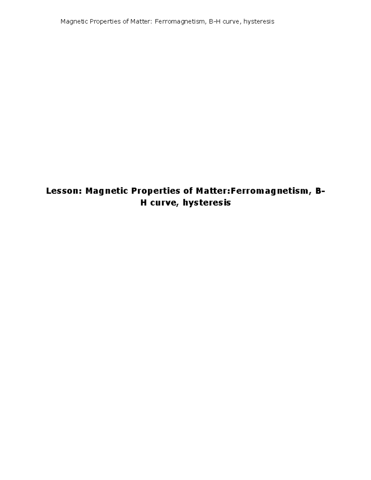 Pptcn 171912 - Lecture notes 1 - Lesson: Magnetic Properties of Matter ...