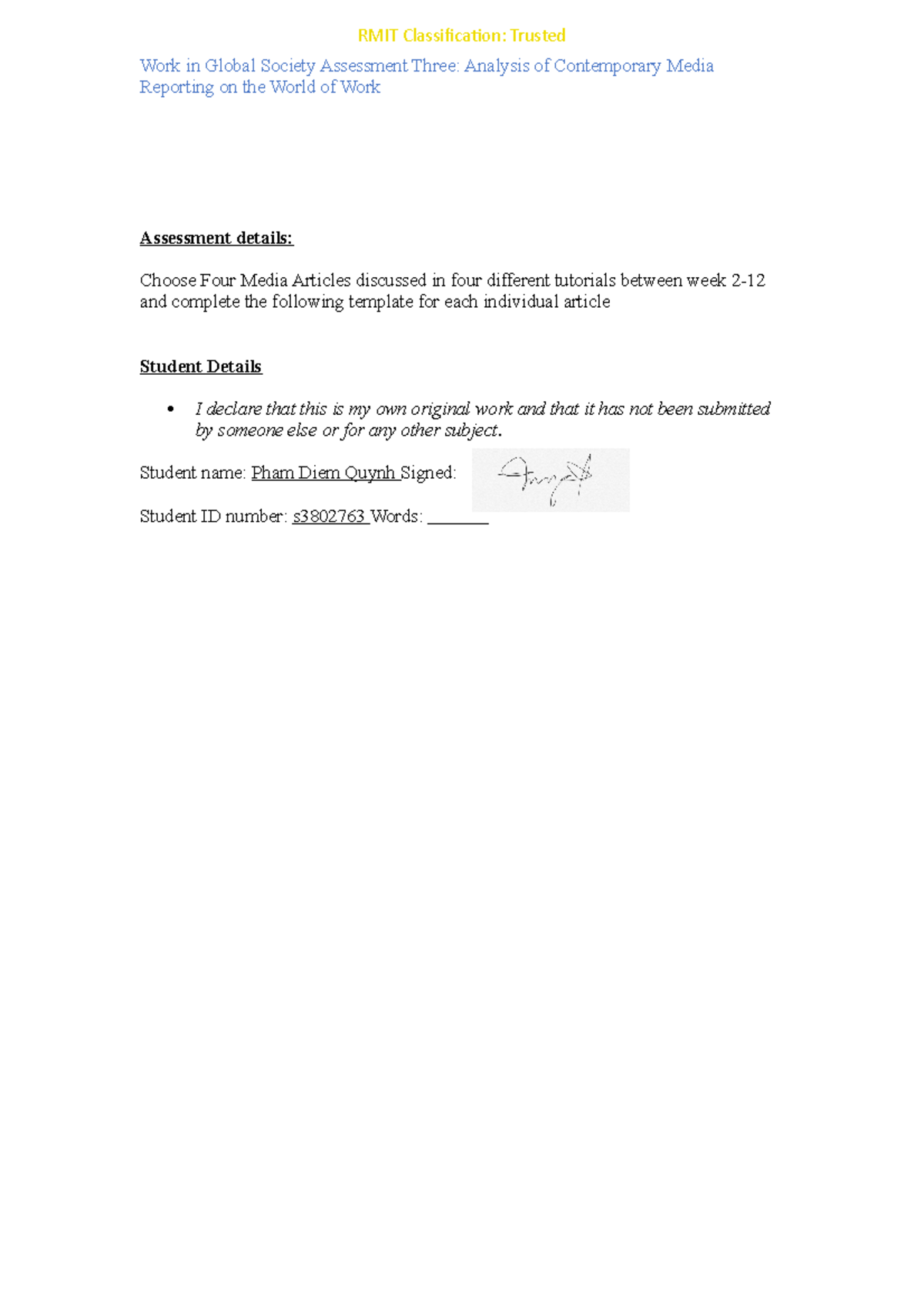 Sample A3 WIGS - This is a DI - Work in Global Society Assessment Three ...