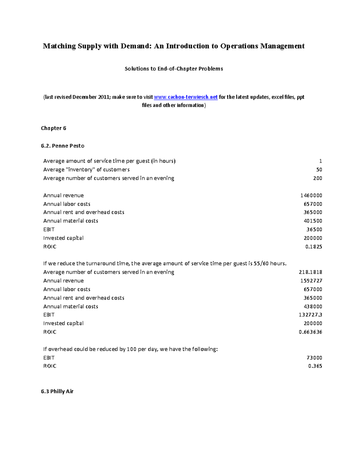 Sols 3e chp6 - solution of chapter 6 - Matching Supply with Demand: An ...