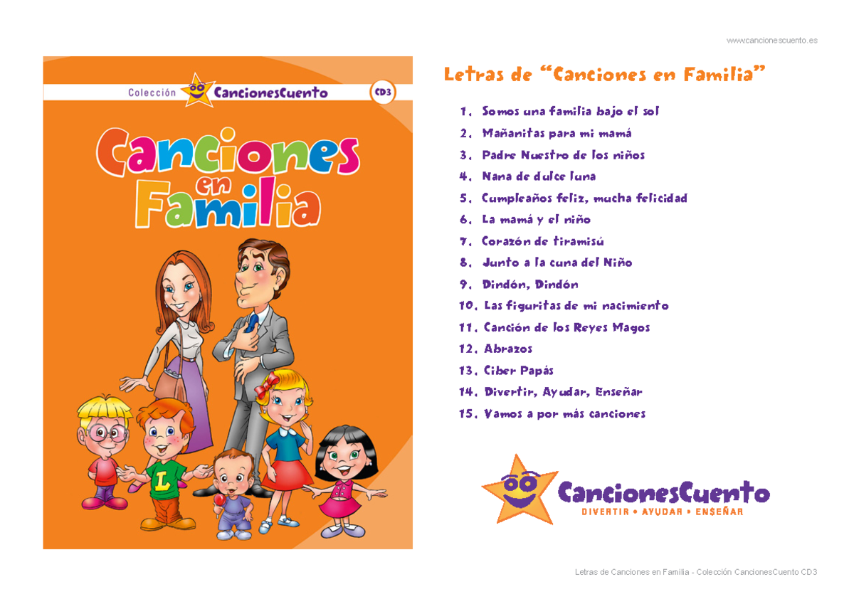 Cancionero canciones en familia - Letras de “Canciones en Familia” 1 ...