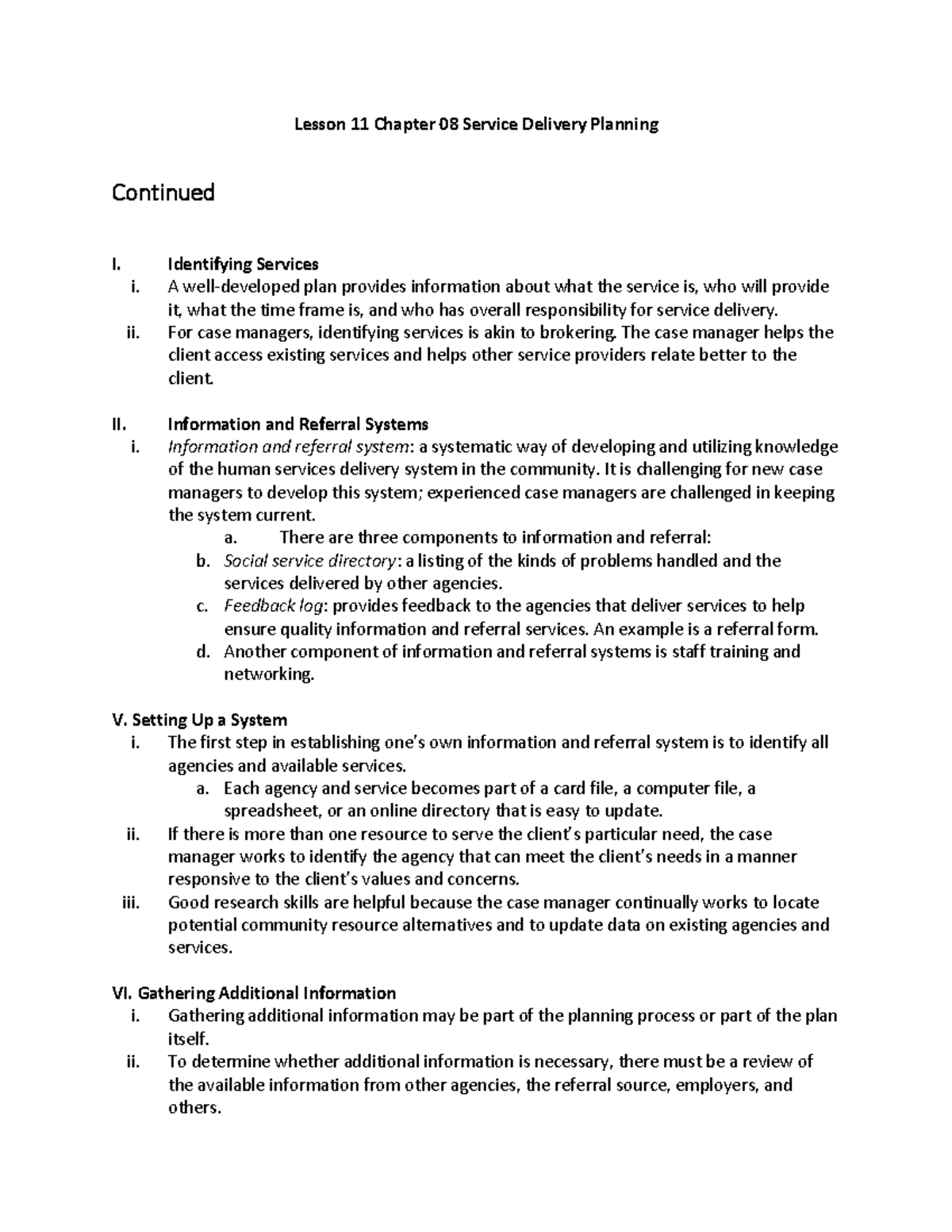 Lesson 11 social work - Hill, Havrede - Lesson 11 Chapter 08 Service ...