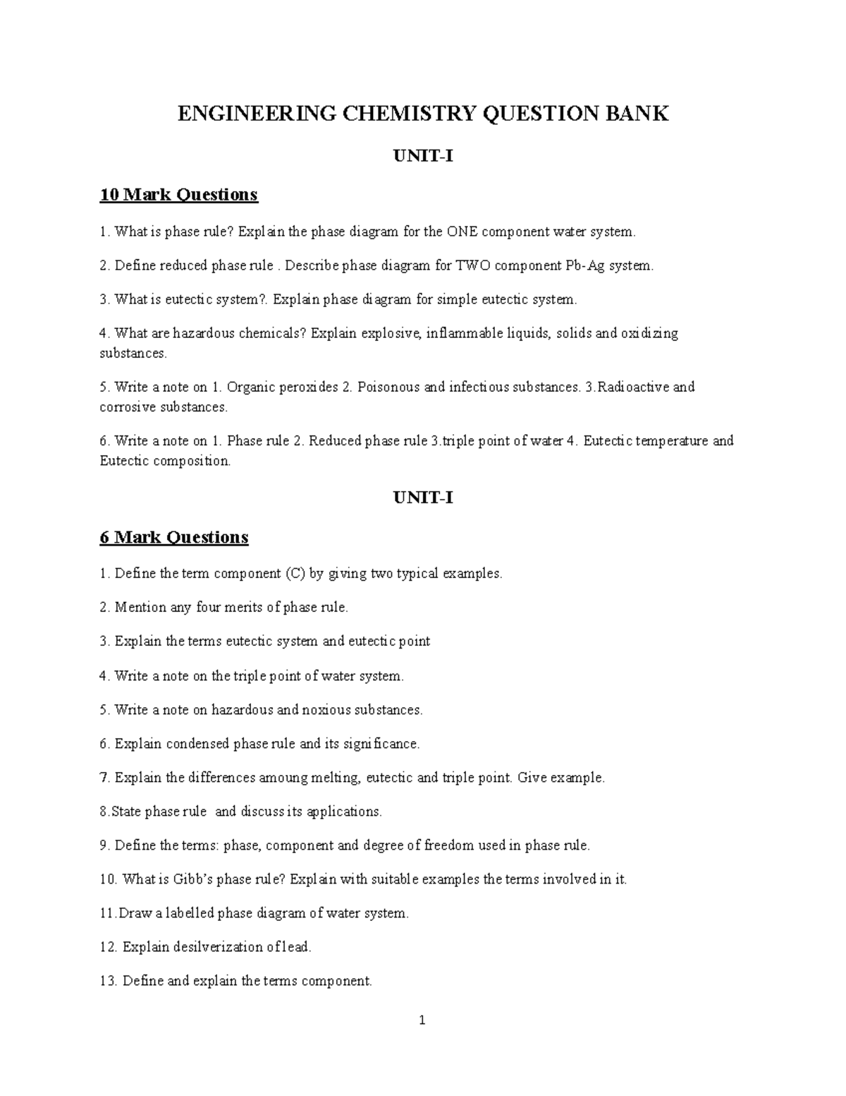 Engineering chemistry question bankh - ENGINEERING CHEMISTRY QUESTION ...