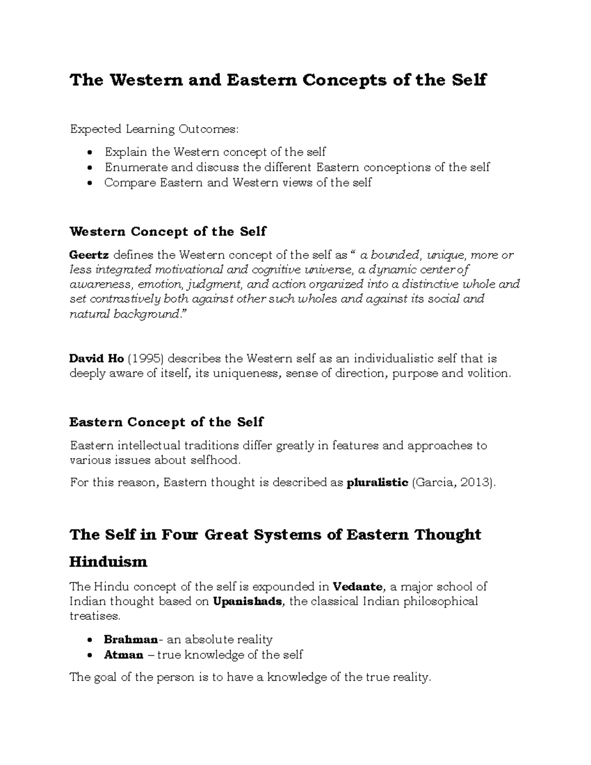 GEC 1 The Western and Eastern Concepts of the Self - The Western and ...