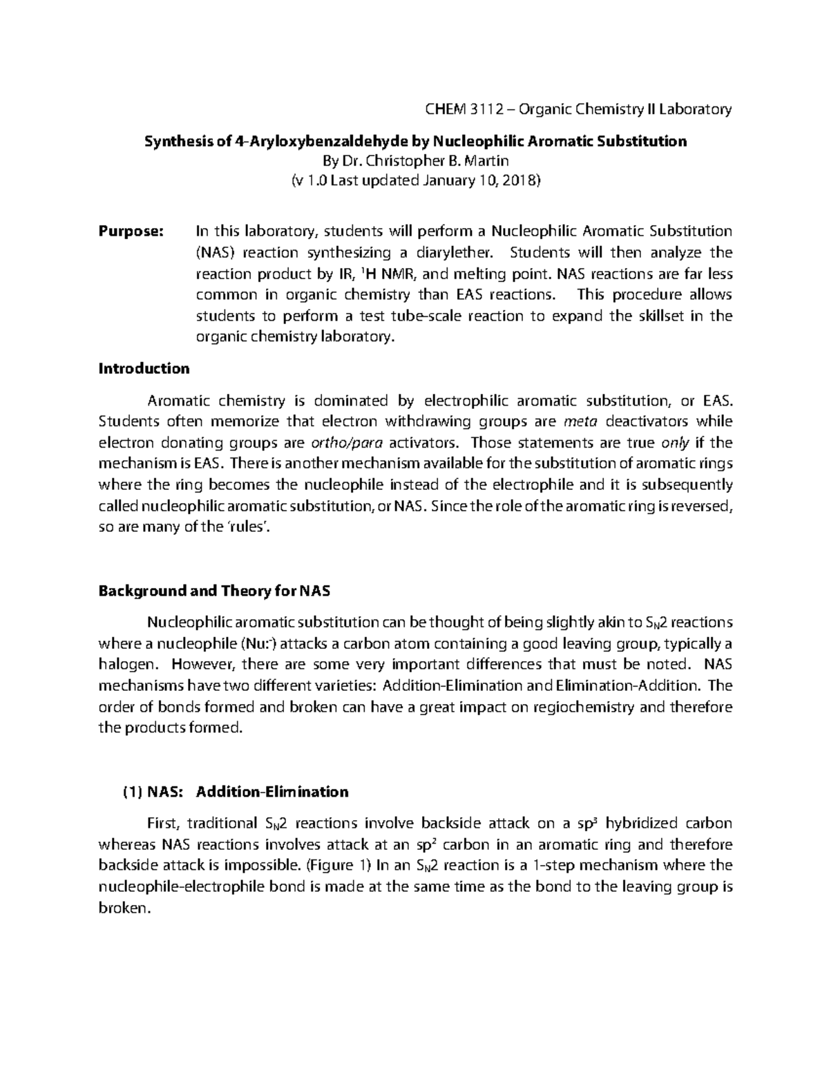 06 - CHEM 3112 - NAS - Handout and Procedure - CHEM 3112 – Organic ...