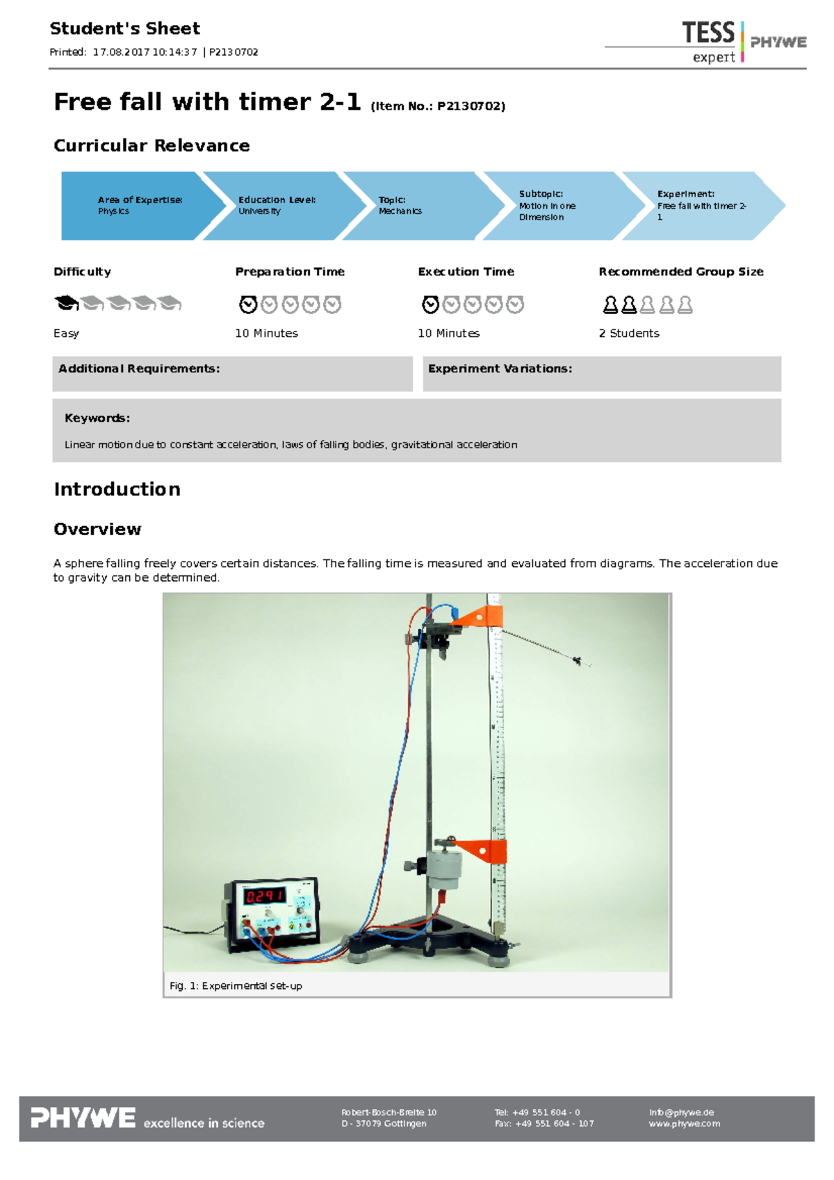 Free fall pic procedure - Printed: 17.08 10:14:37 | P Robert-Bosch ...