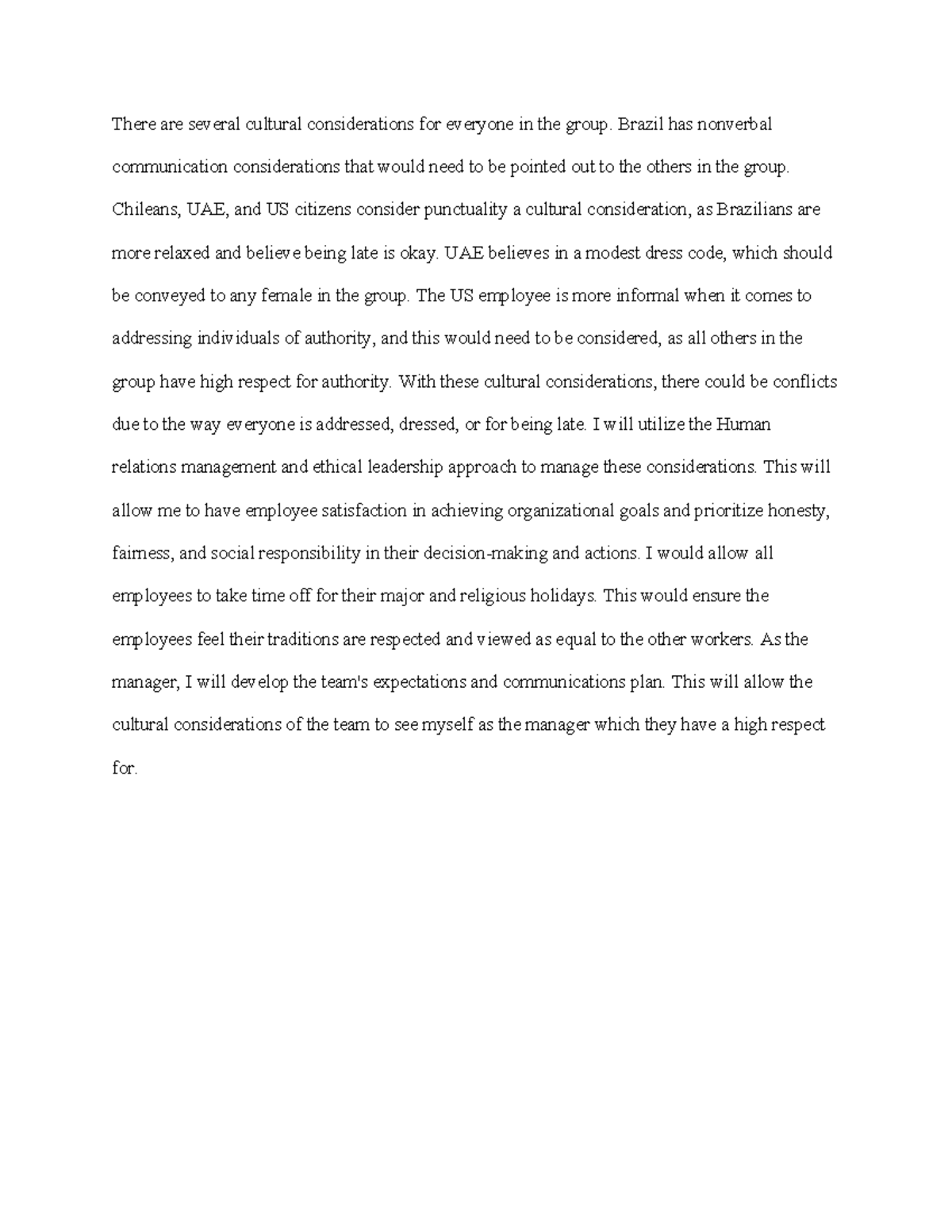 Int 220 module six international team expectations - There are several ...