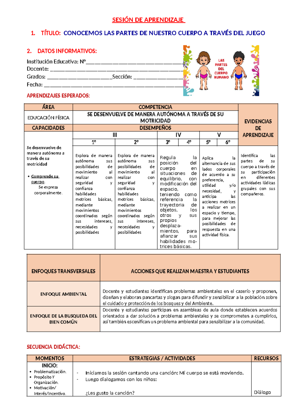 DIA 5 - EF - Conocemos LAS Partes DE Nuestro Cuerpo A Través DEL Juego ...