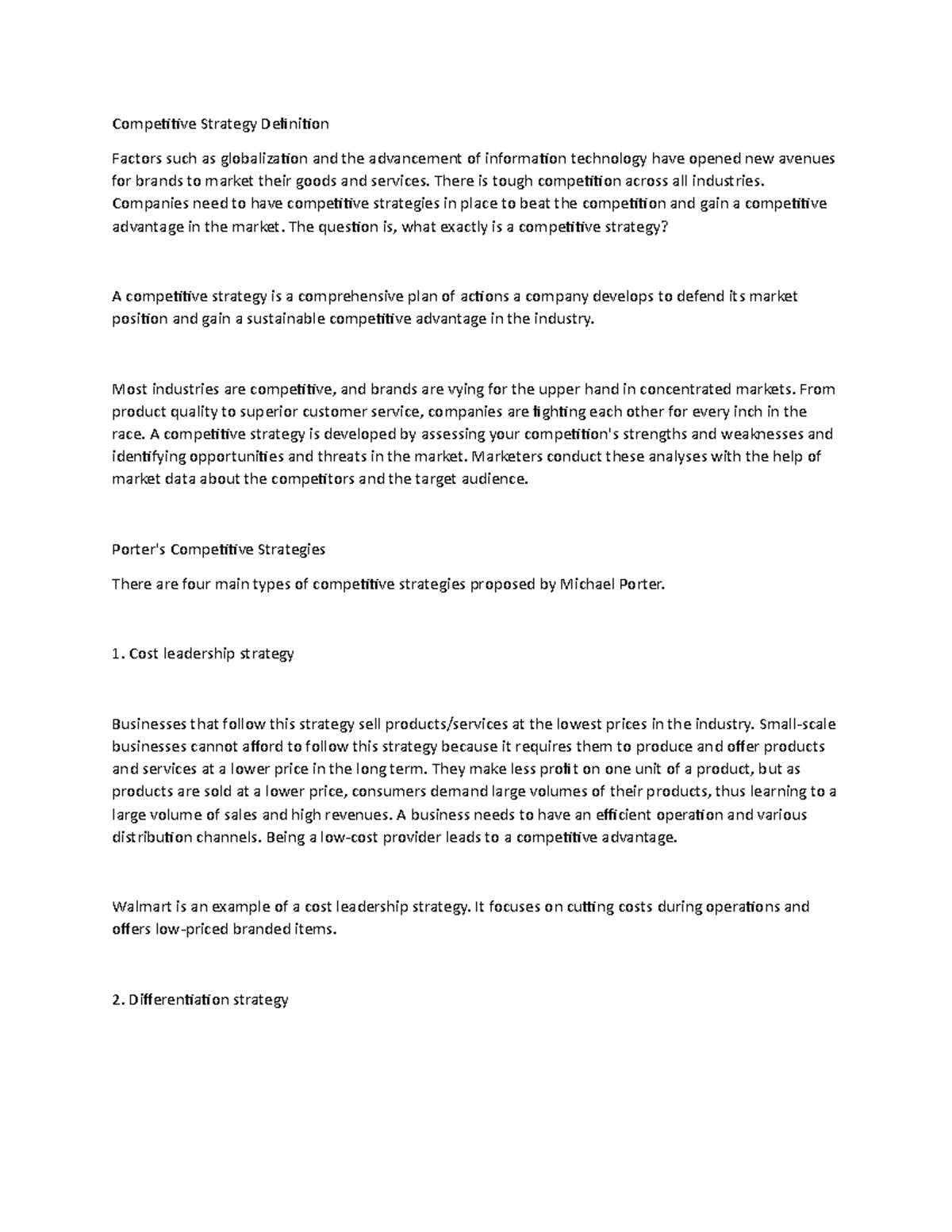 Competitive market strategy - Competitive Strategy Definition Factors ...