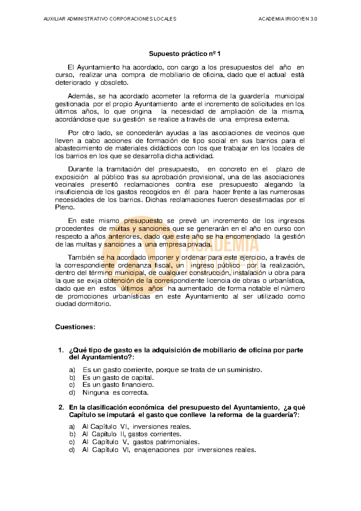 Supuesto Practico Auxiliar Administrativo Corporaciones Locales ...