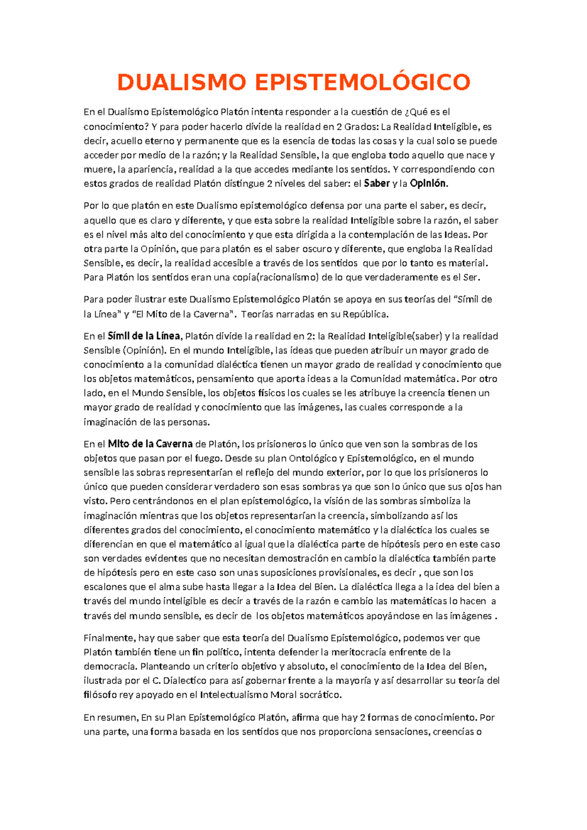 Dualismo epistemologico - DUALISMO EPISTEMOLÓGICO En el Dualismo ...